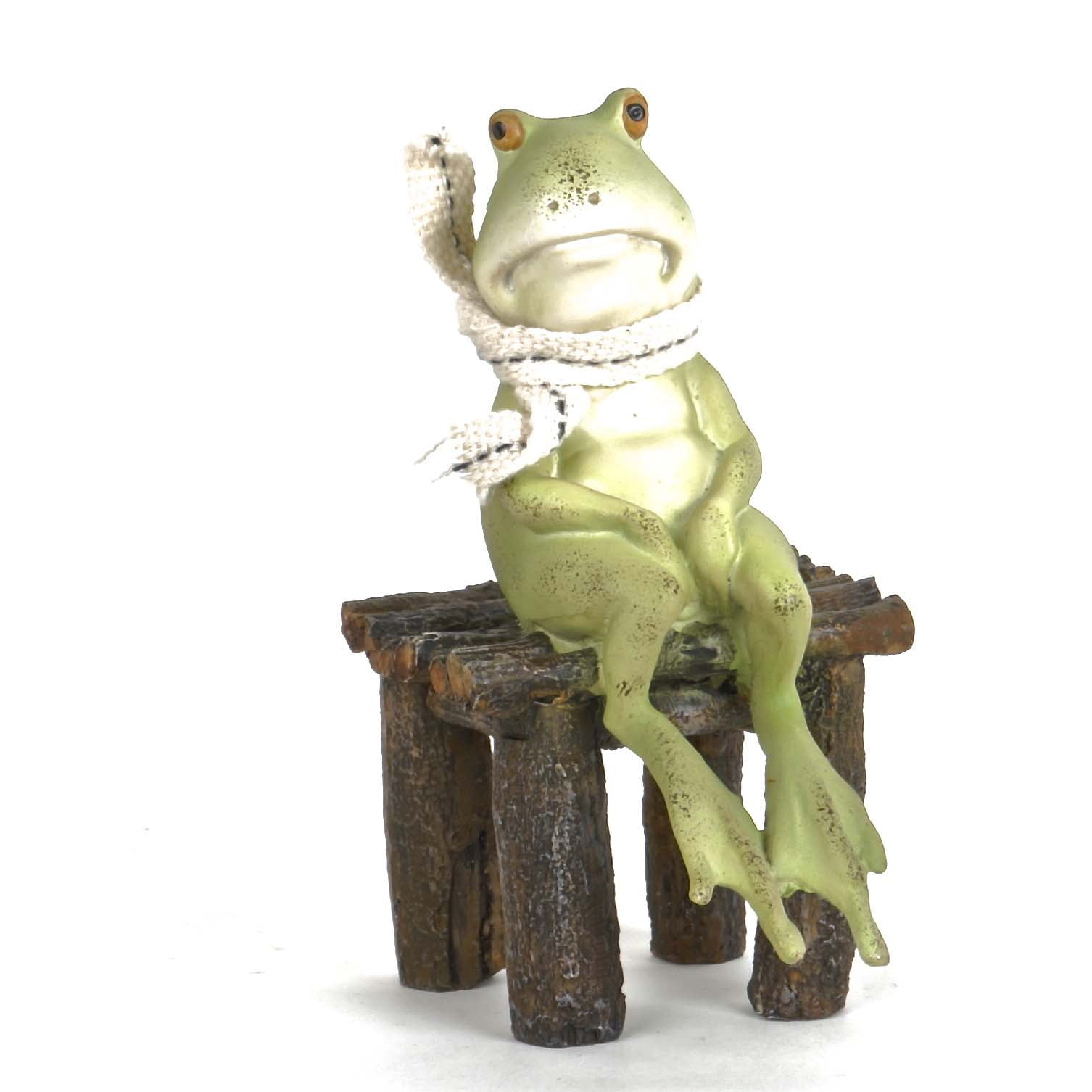 Set of 6 Frog Wearing A Scarf Sitting On A Bench Figurine - Walmart.com