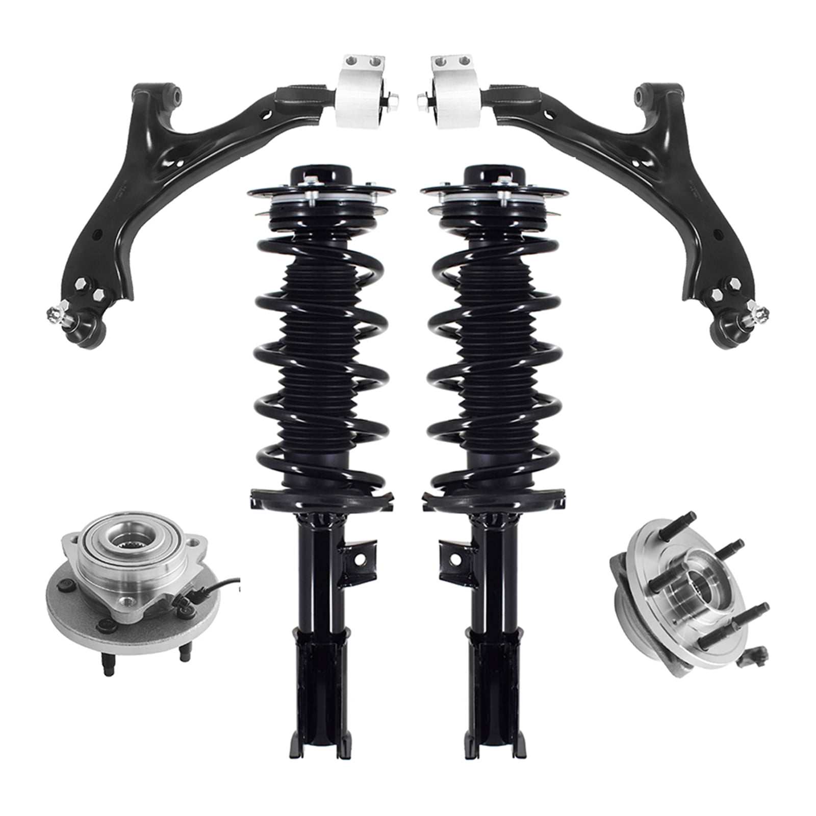 Set of 6 Front Lower Control Arm Ball Joint-Wheel Hub Bearing Assembly ...