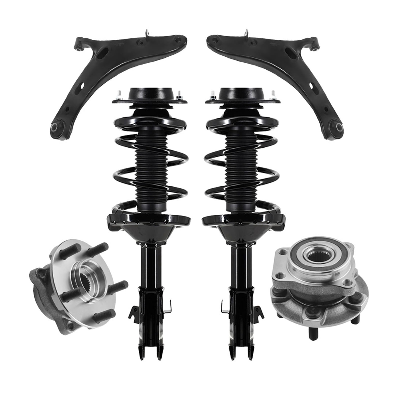 Set of 6 Front Lower Control Arm Ball Joint-Wheel Hub Bearing Assembly ...