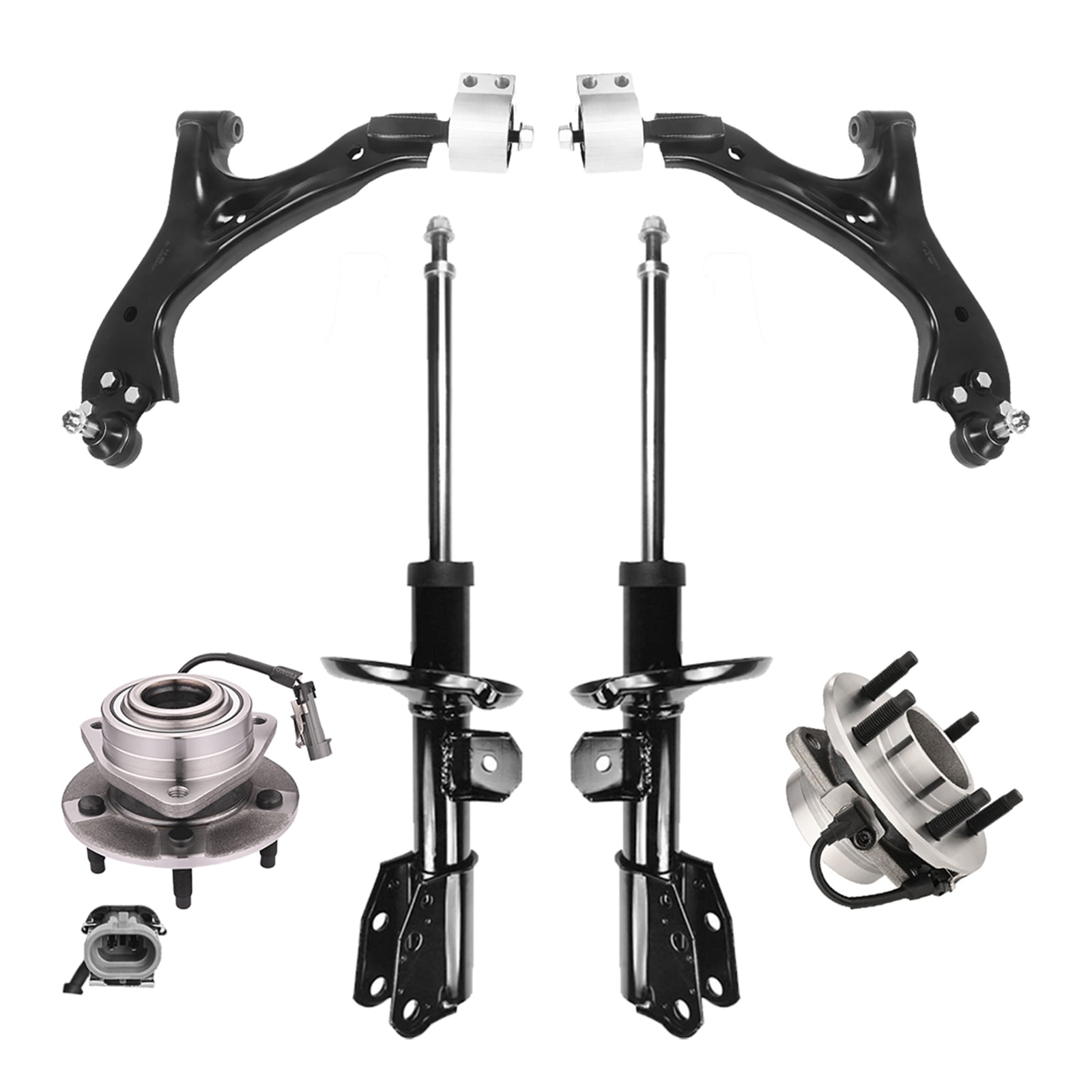 Set of 6 Front Lower Control Arm Ball Joint-Wheel Hub Bearing Assembly ...
