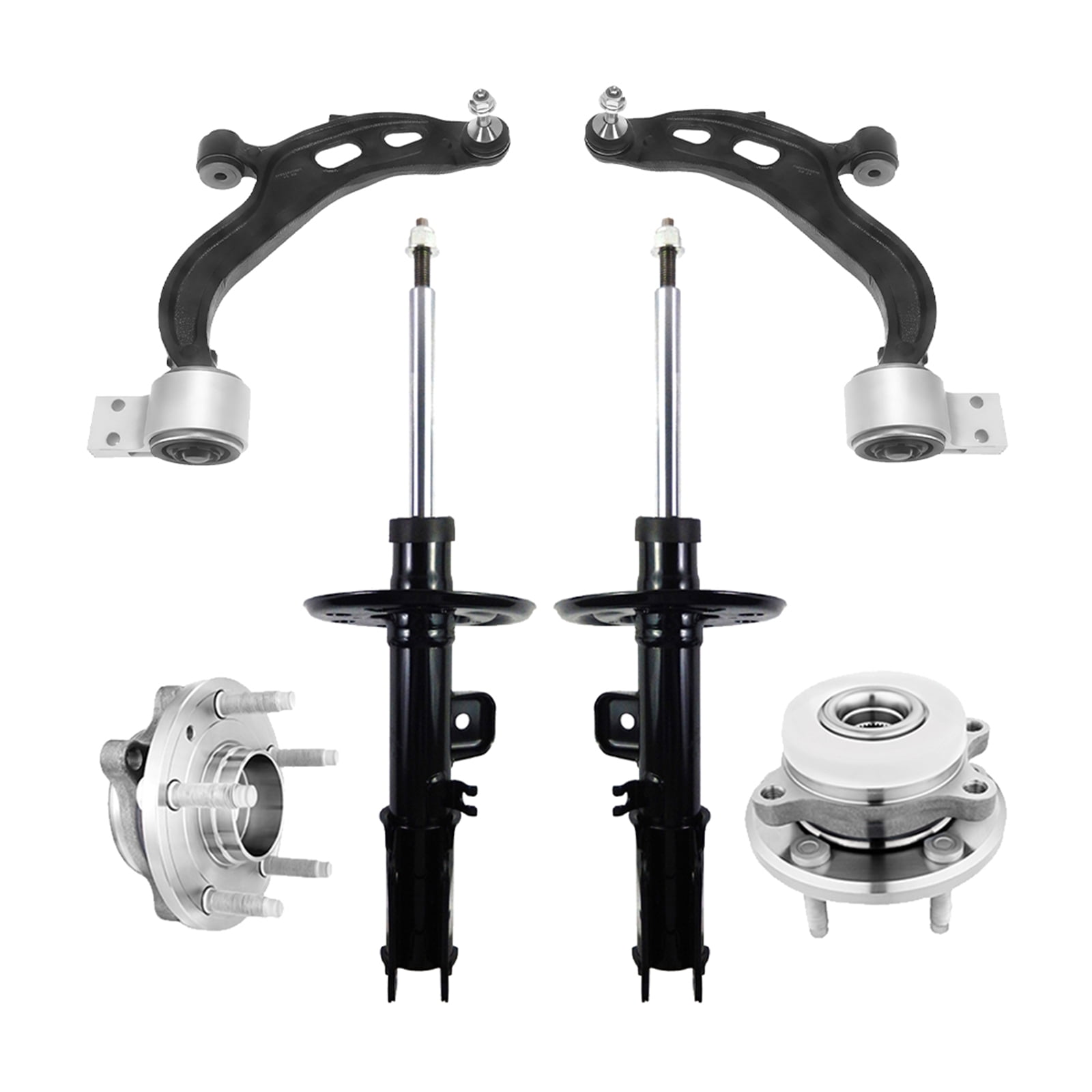 Set of 6 Front Lower Control Arm Ball Joint-Wheel Hub Bearing Assembly ...