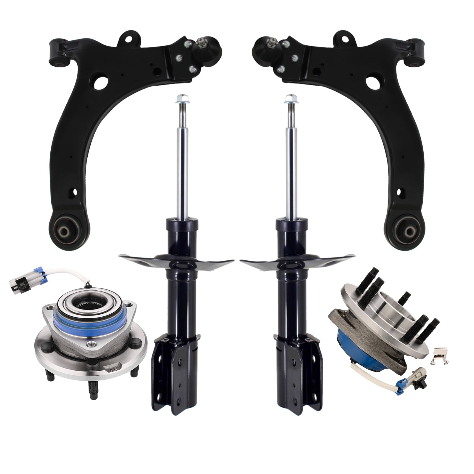 Set of 6 Front Lower Control Arm Ball Joint-Wheel Hub Bearing Assembly ...