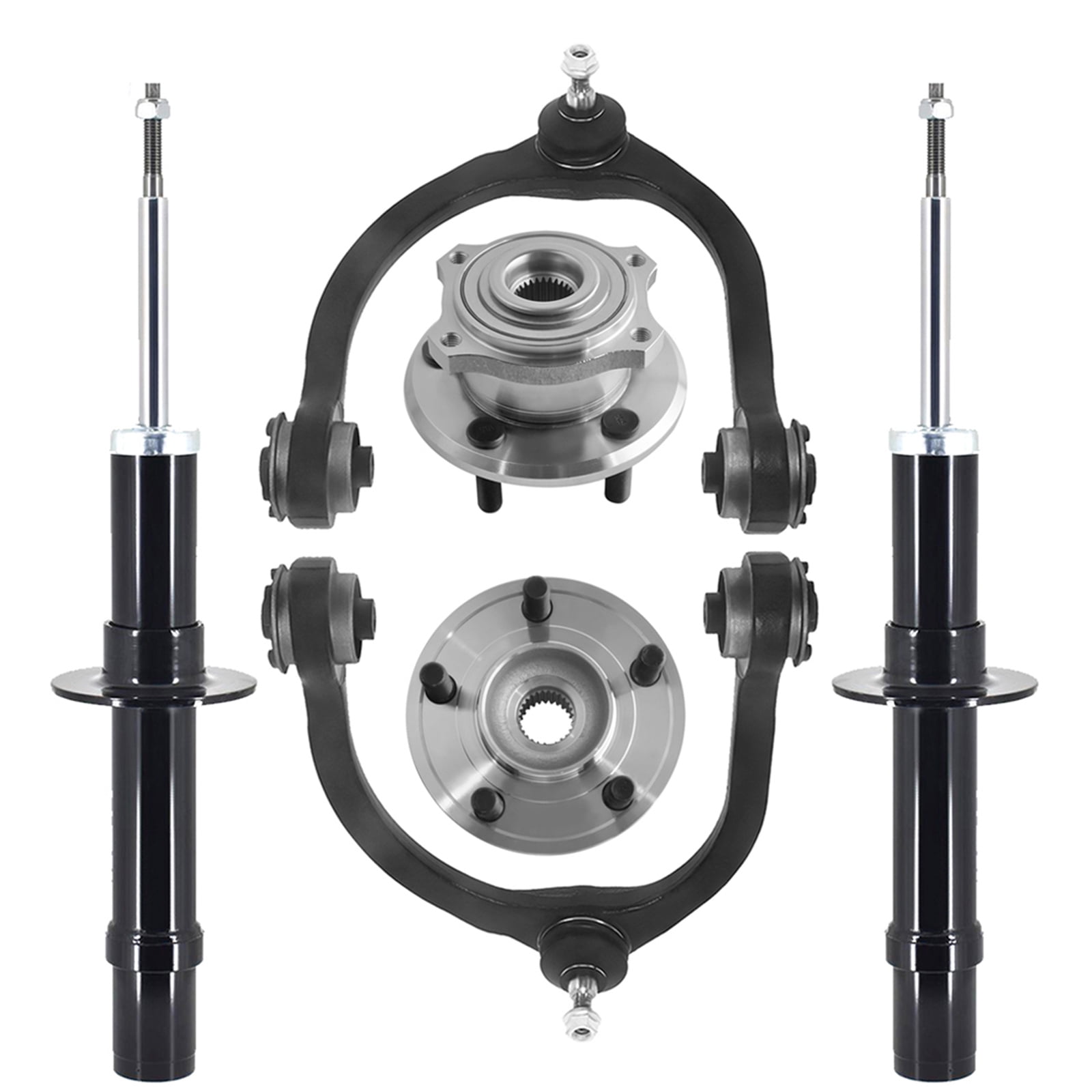 Set of 6 Front Upper Control Arm Ball Joint-Wheel Hub Bearing Assembly ...