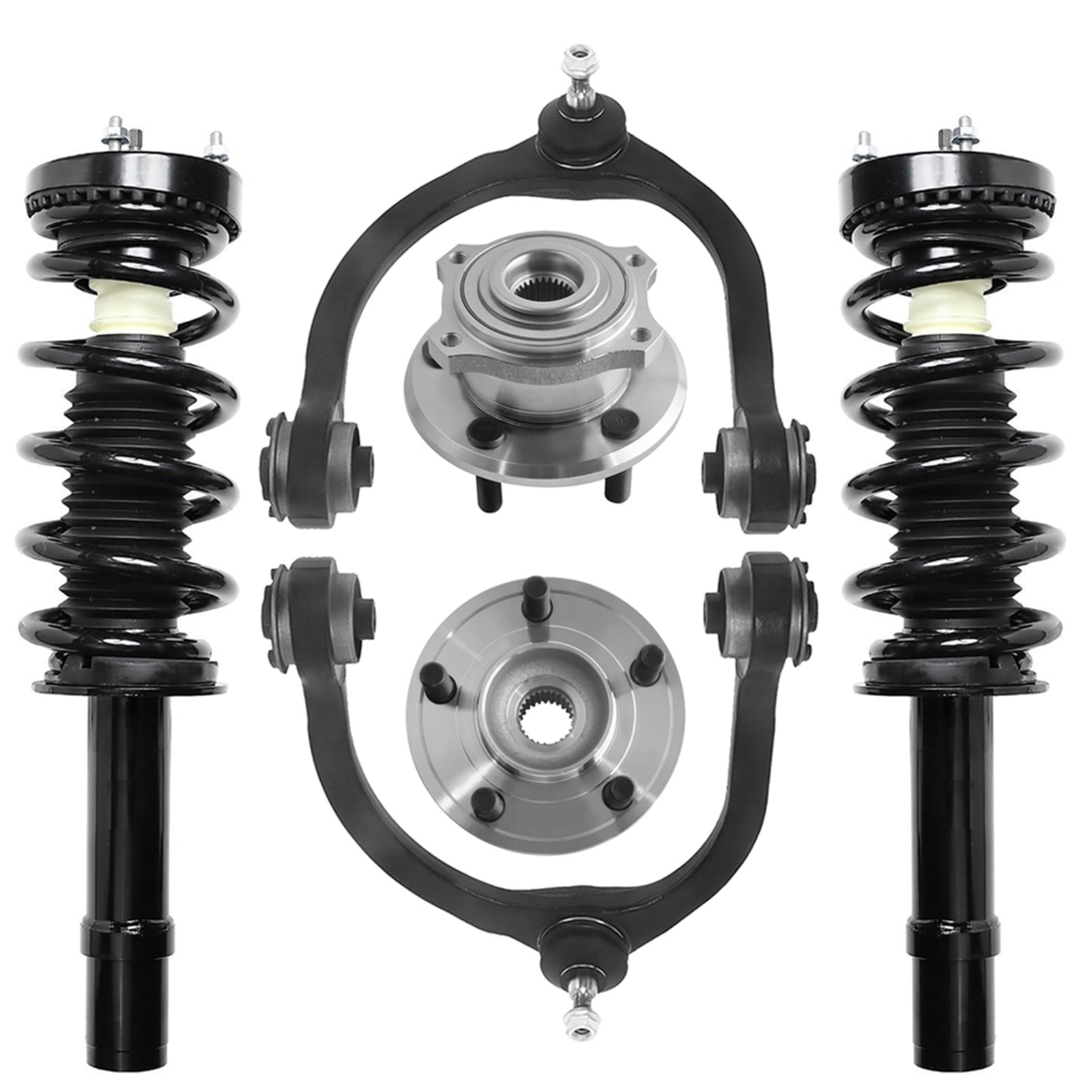 Set of 6 Front Upper Control Arm Ball Joint-Wheel Hub Bearing Assembly ...