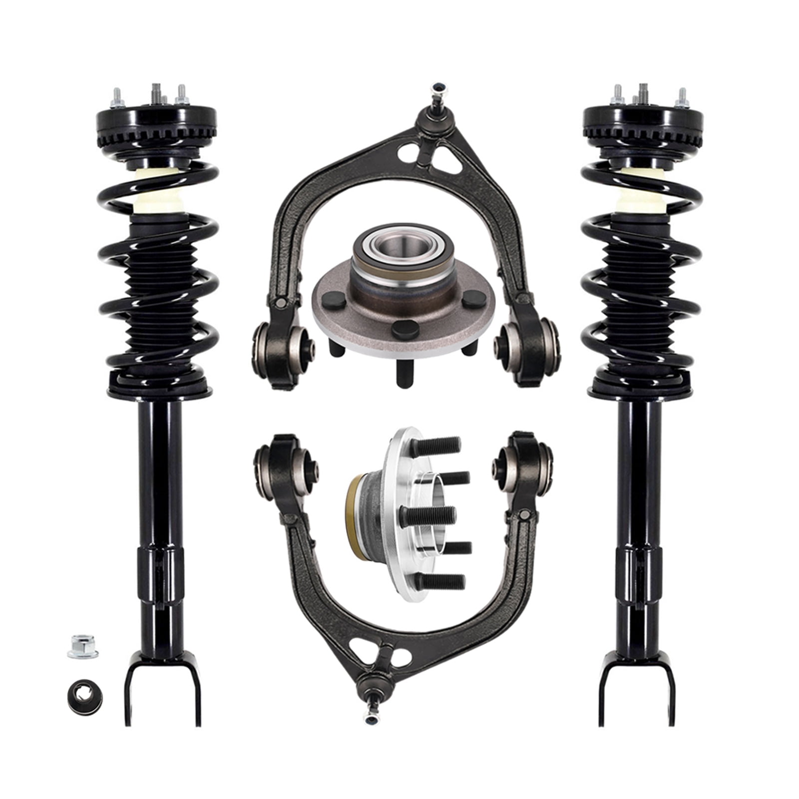 Set of 6 Front Upper Control Arm Ball Joint-Wheel Hub Bearing Assembly ...