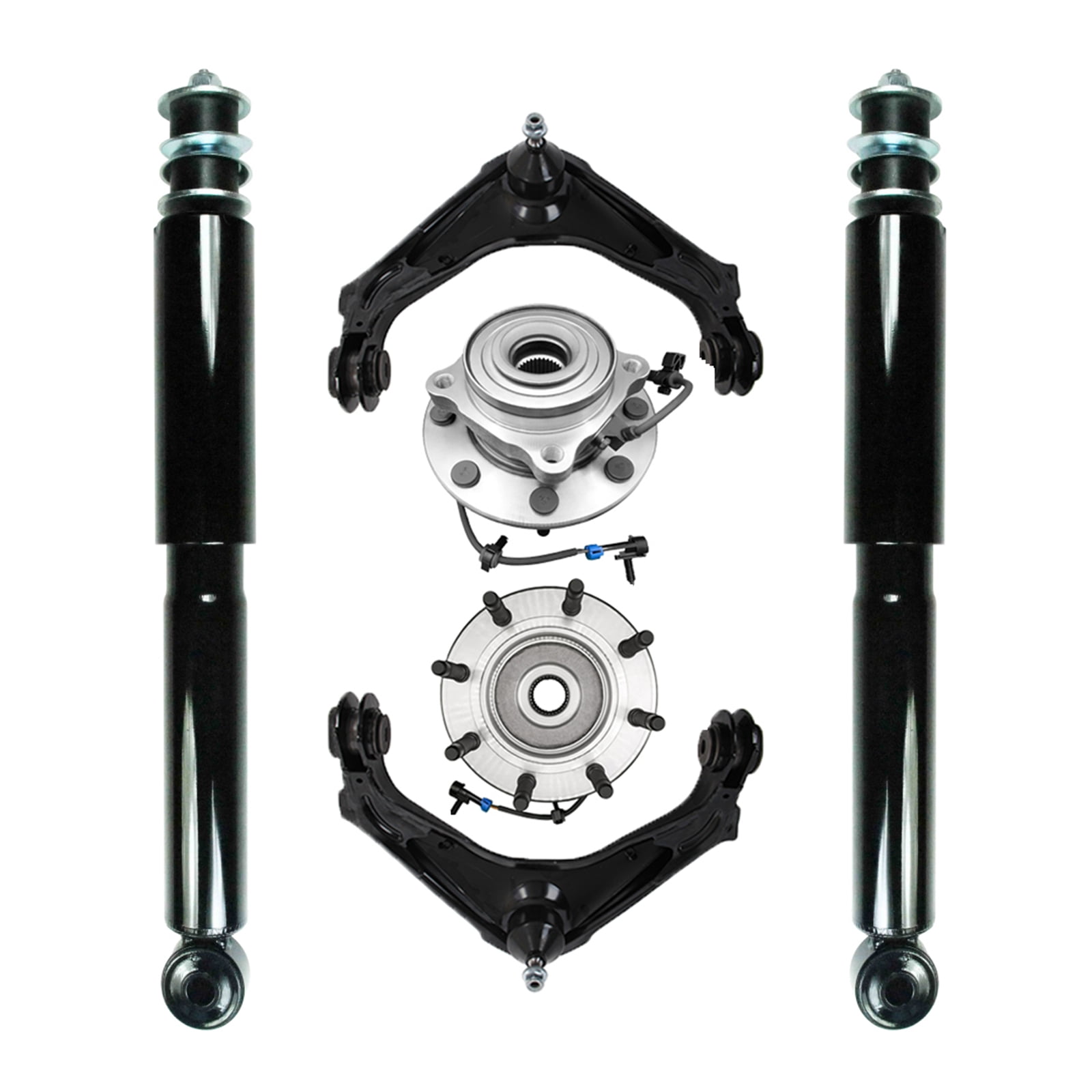 Set of 6 Front Upper Wheel Hub Bearing Assembly-Control Arm Ball Joint ...