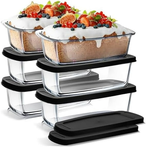 Set of 6 Glass Bread Loaf Pans for Baking Bread Glass Food Storage ...