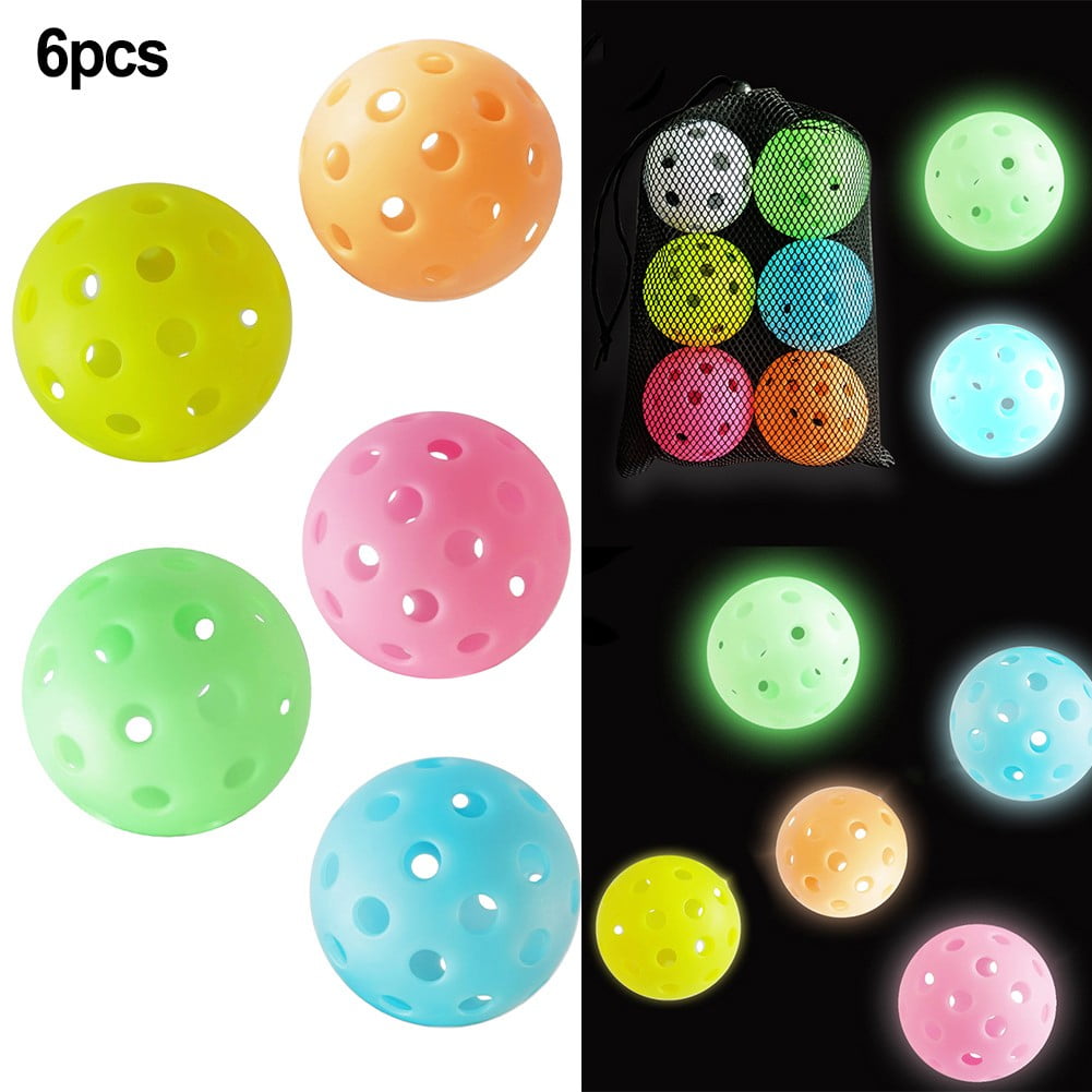 Set of 6 Glow in the Dark Pickleballs for Enhanced Night Play ...