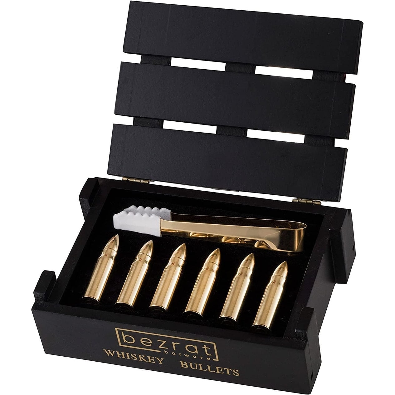 Set of 6 Gold Whiskey Chilling Stones - Gold Ice Tongs - Walmart.com