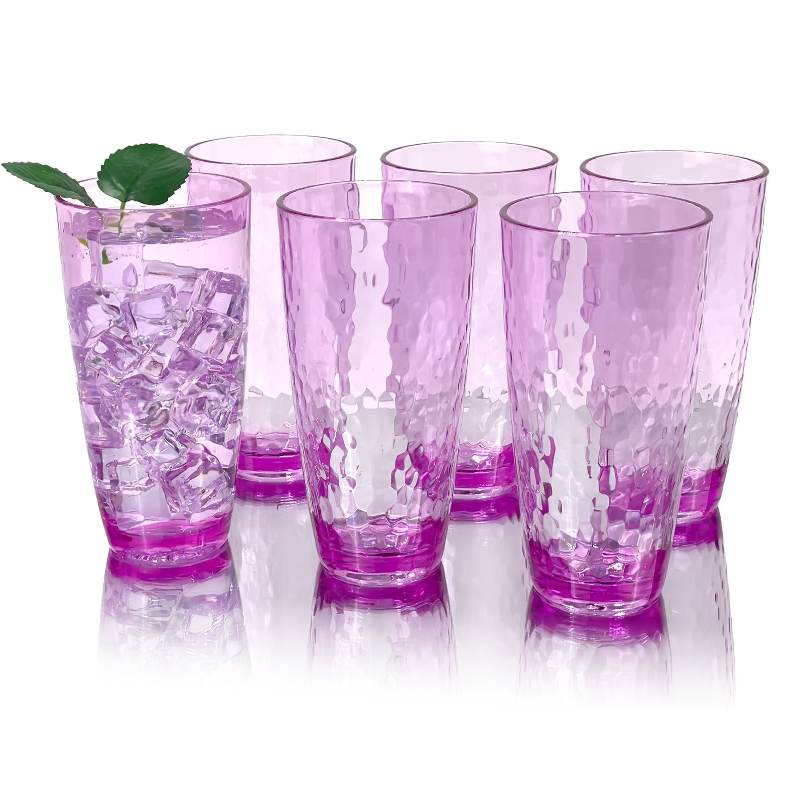 Set of 6 Hammered Style Drinking Cups 26-Ounce Large Acrylic Glasses ...