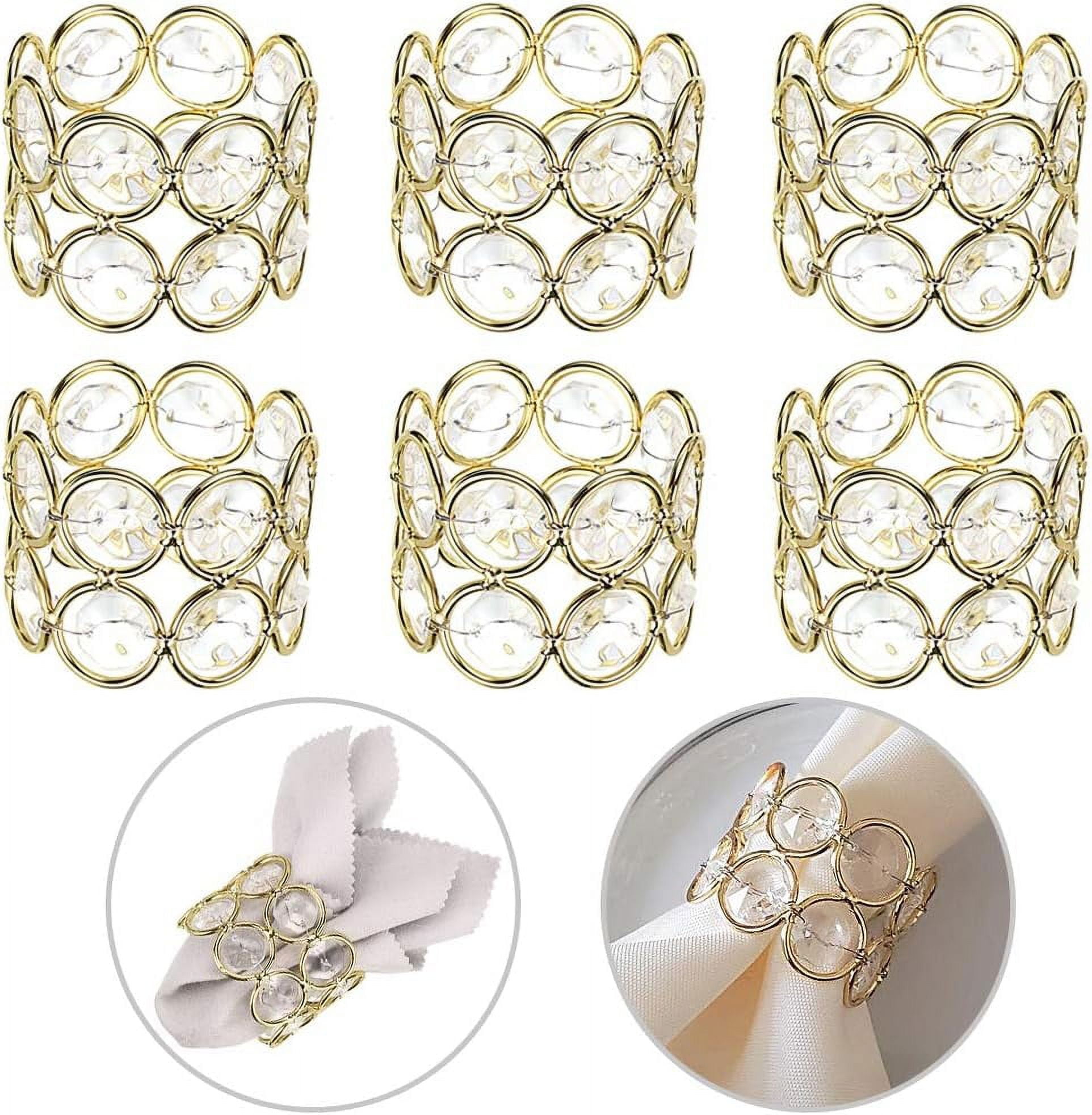 Set of 6, Handmade Napkin Rings Sparkly Crystal Beads Table Dinner ...