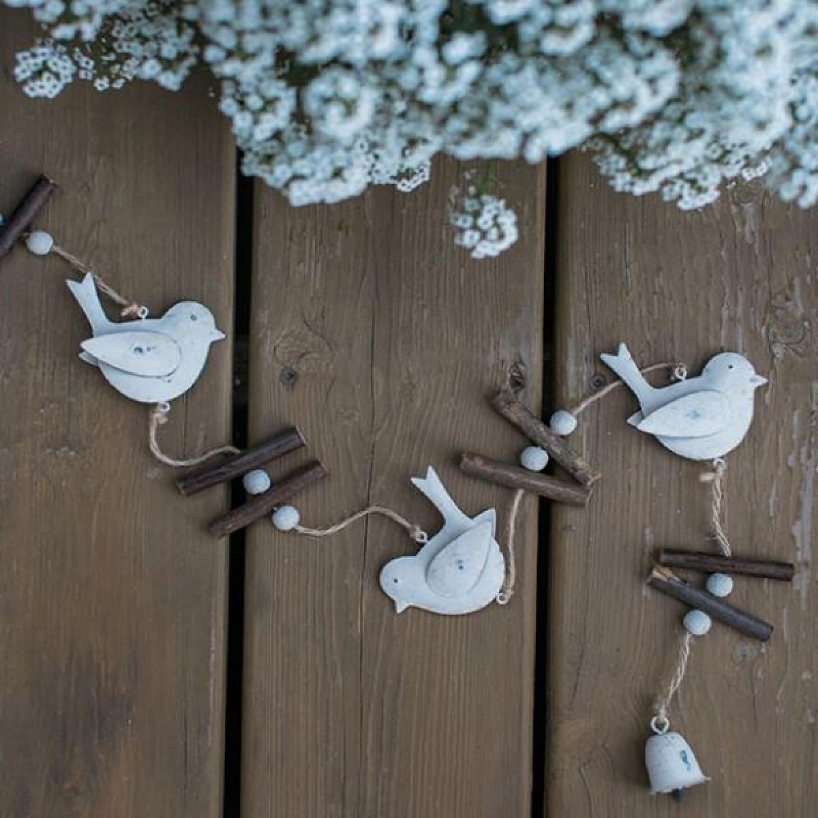 Set of 6 Hanging Metal Birds, Beads And Branches Garland - Walmart.com
