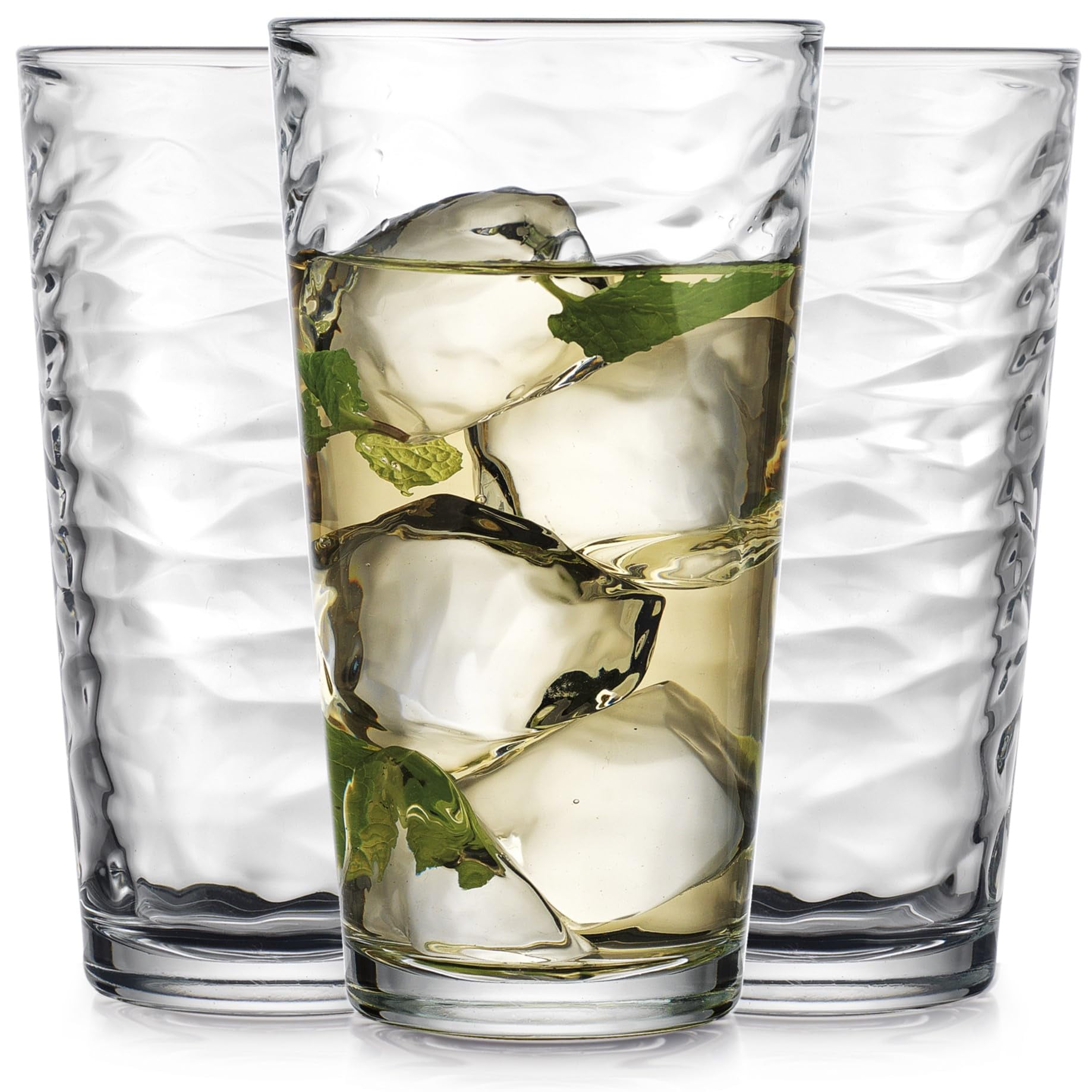 6-Pack 16oz Highball Glasses, Wide Mouth Lead-Free Crystal Glass Cups ...