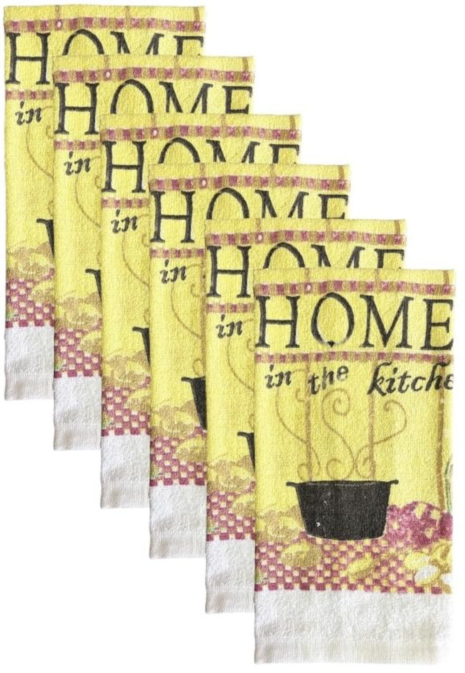 Set of 6, Home in The Kitchen Cooking Design Printed Cotton Kitchen ...