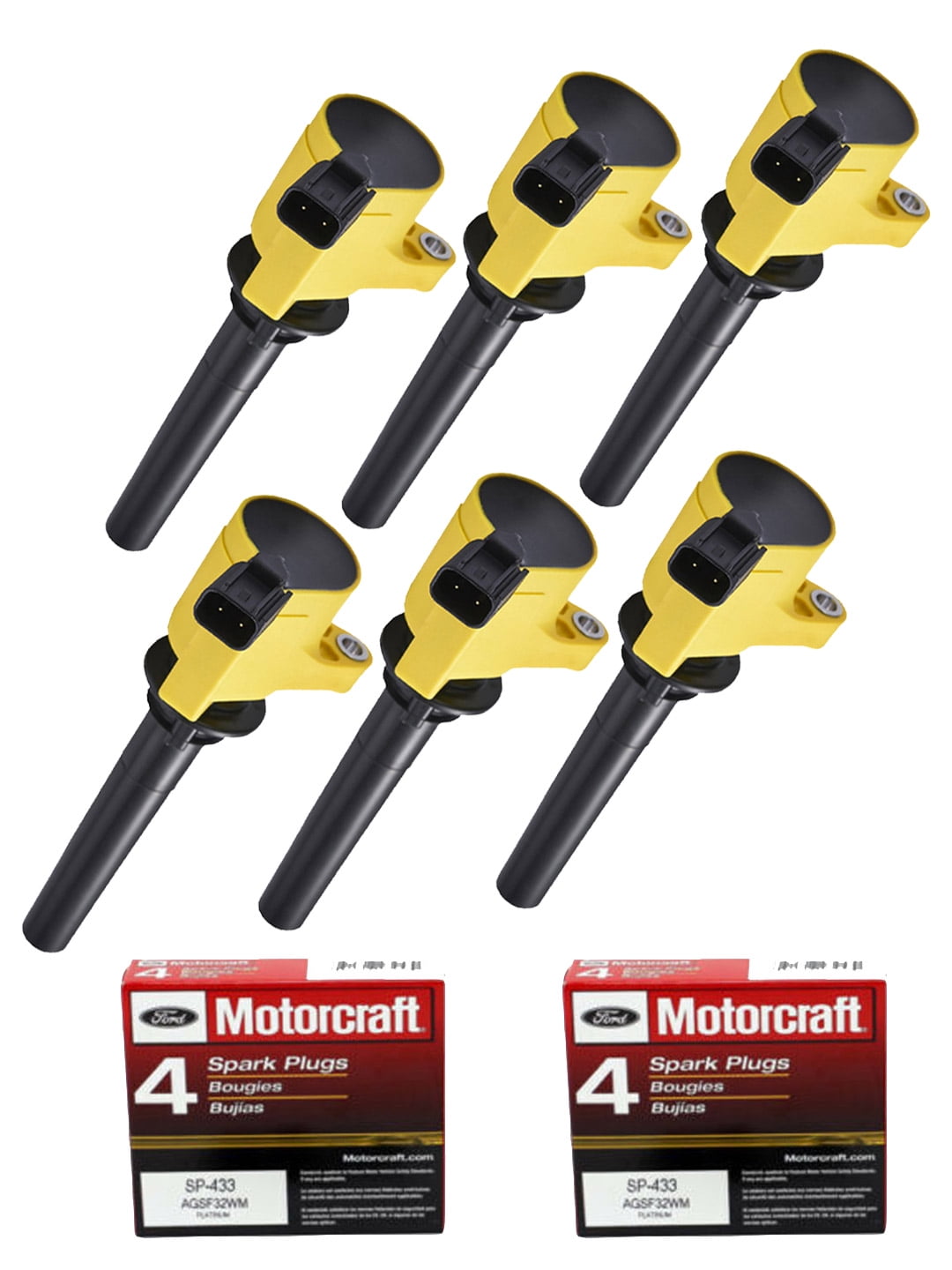 Set of 6 ISA Heavy Duty Ignition Coils and 6 and Spark Plug Compatible ...