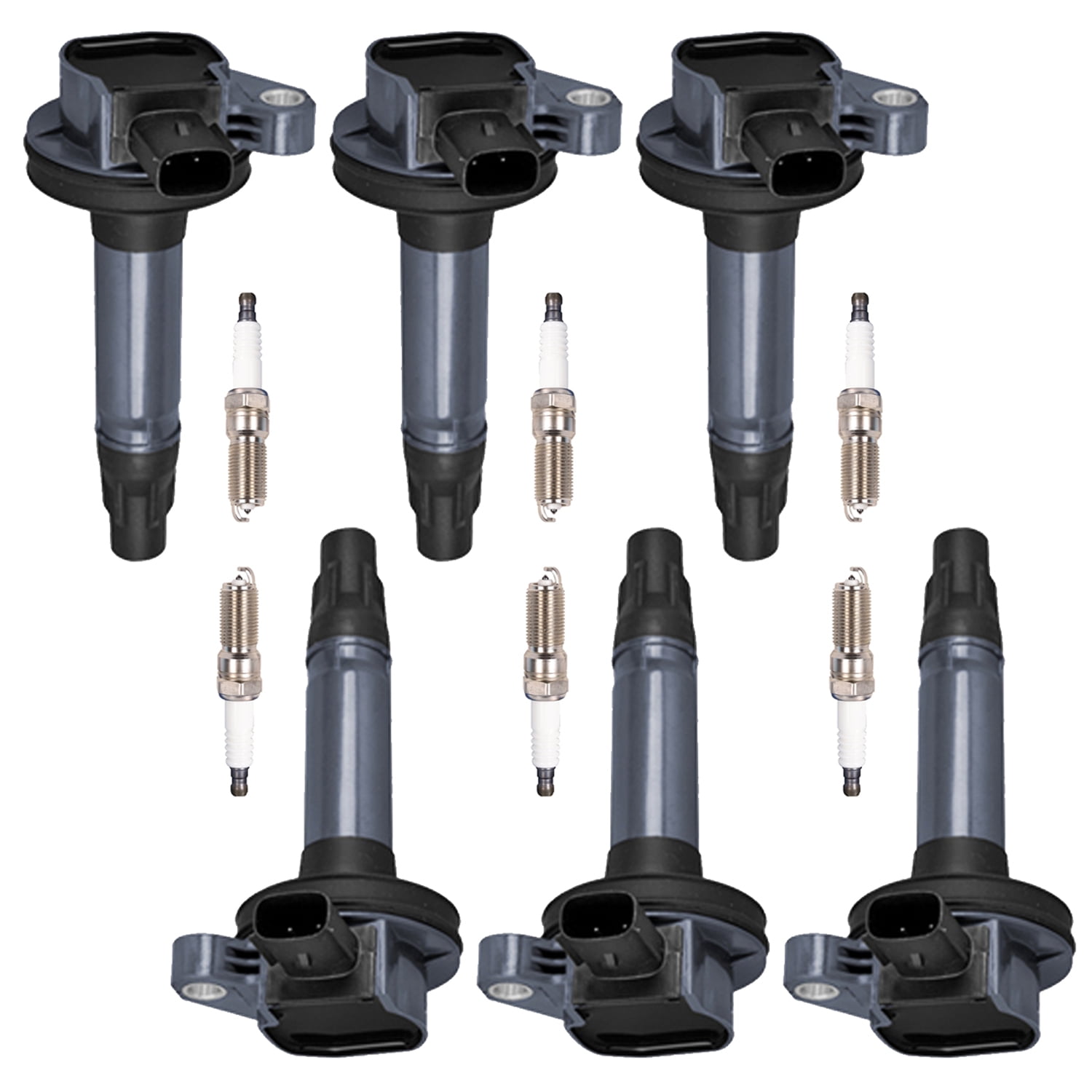 Set of 6 ISA Ignition Coil and Platinum Spark Plugs Compatible with ...