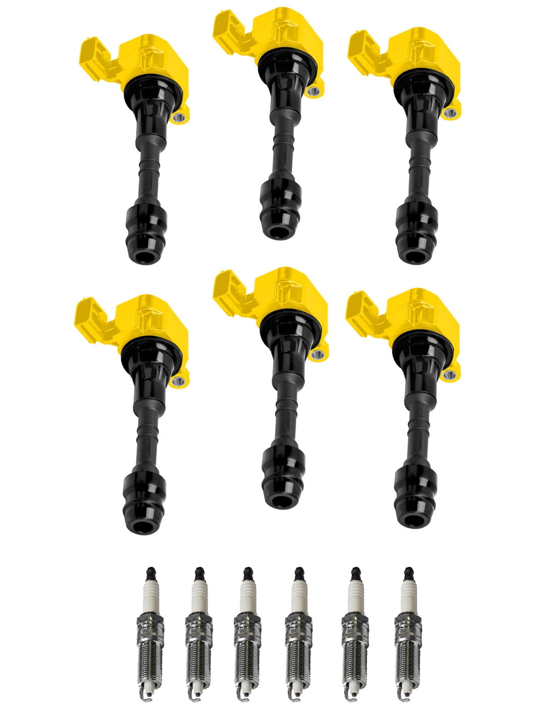 Set of 6 ISA Yellow Ignition Coils and NGK Spark Plugs Compatible with ...
