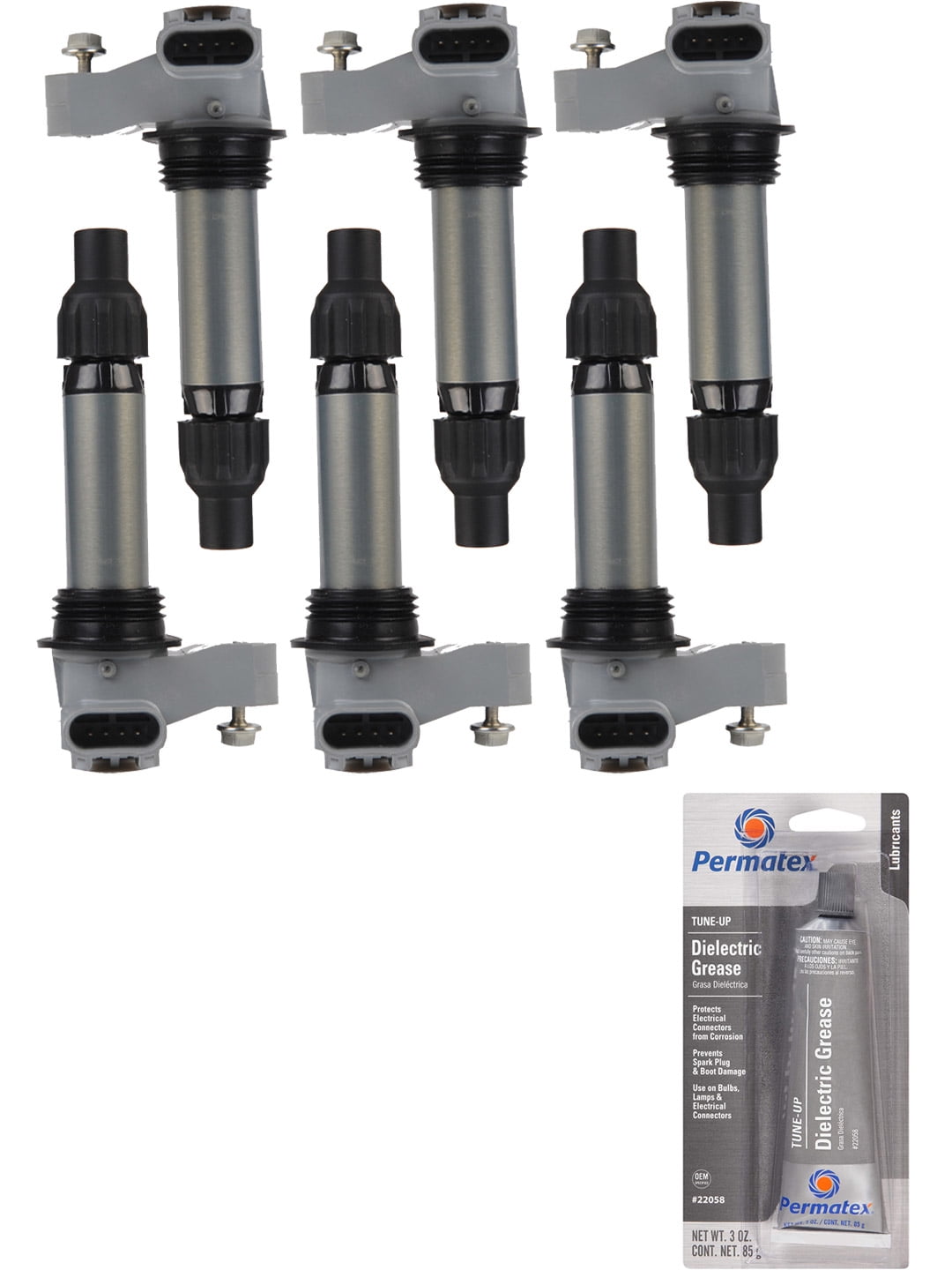 Set of 6 Ignition Coils and Permatex 22058 Dielectric Tune-Up Grease ...