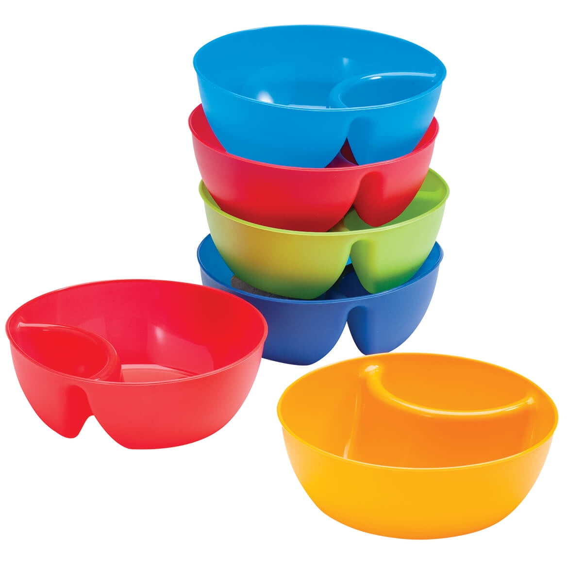 Set of 6 Plastic Snack & Dip Bowls - Mini Sauce, Cheese & Salsa Dipping ...