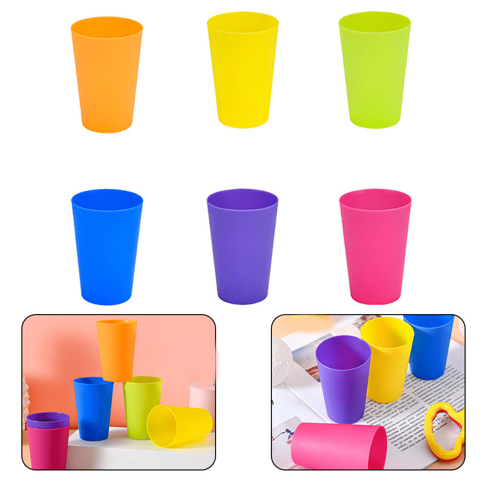 Set of 6 Kids Plastic Cups- Children Drinking Cups Reusable Unbreakable ...