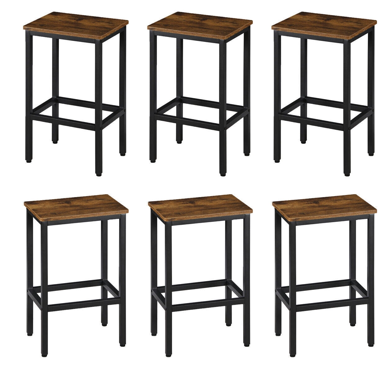 Set of 6 Kitchen Breakfast Bar Stools Industrial Bar Stools Easy ...