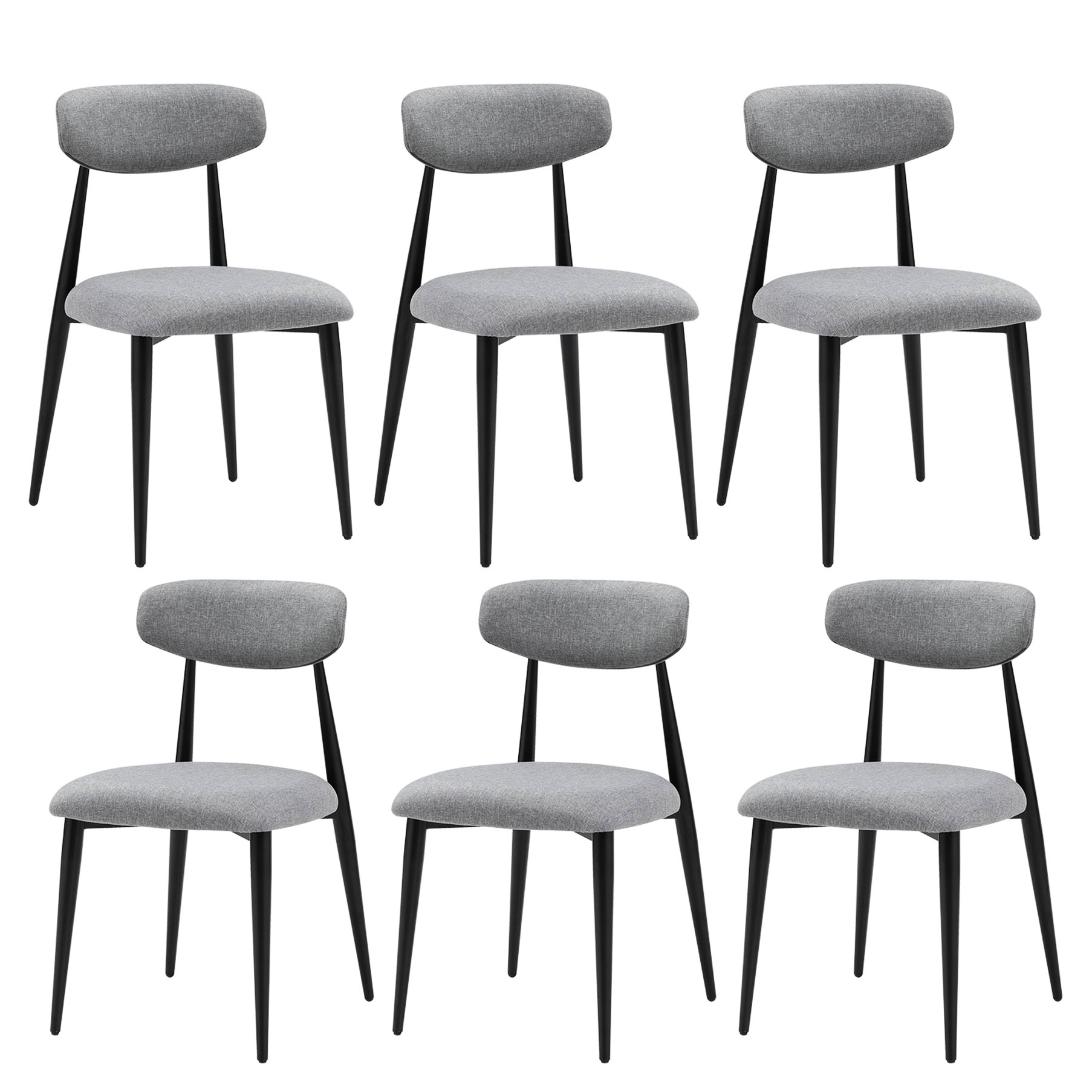 Set of 6 Kitchen Dining Chairs | Sit Comfortably in Dining Room | Black ...