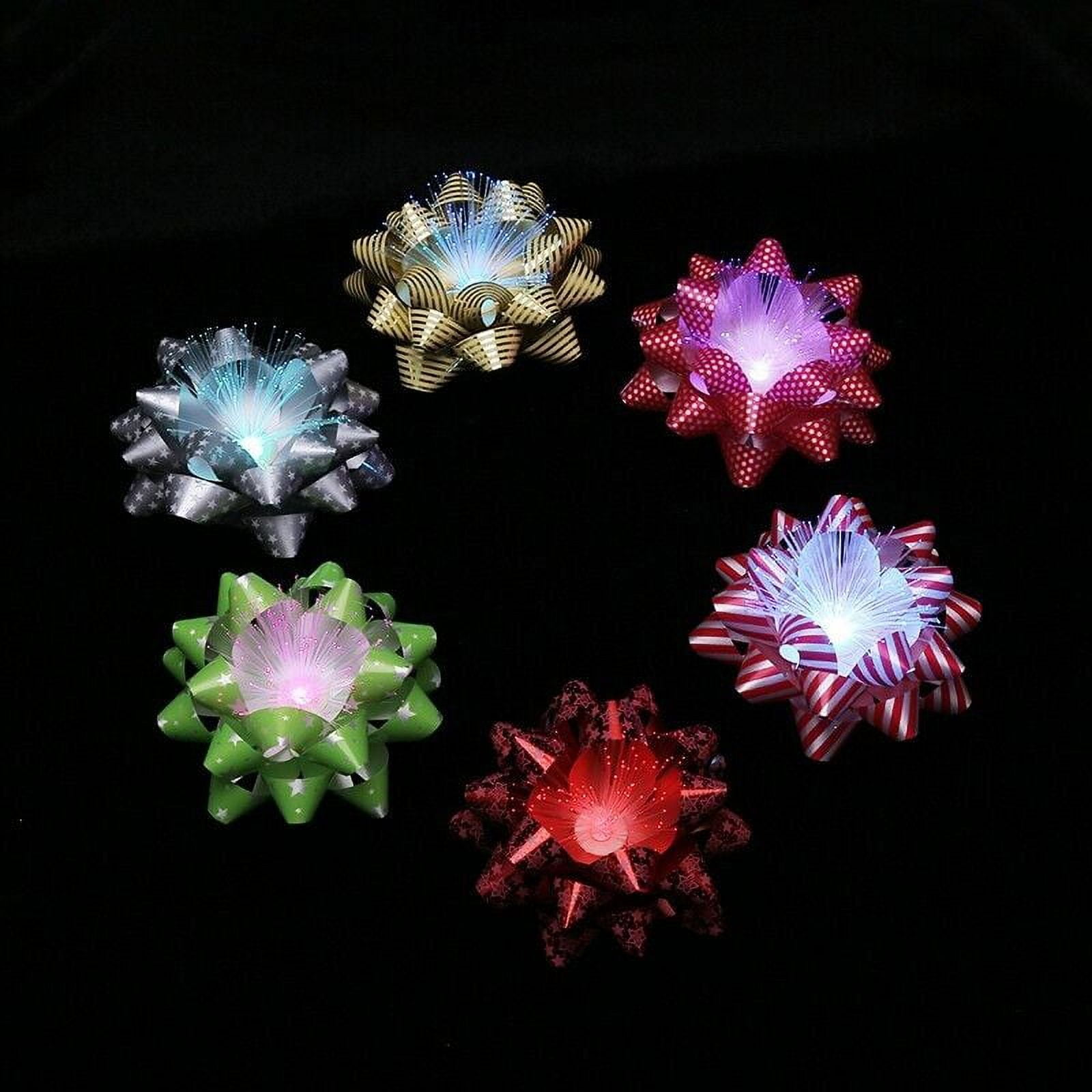 Set of 6 LED Glowing Gift Bows - Flashing and Color-Changing Ribbon ...