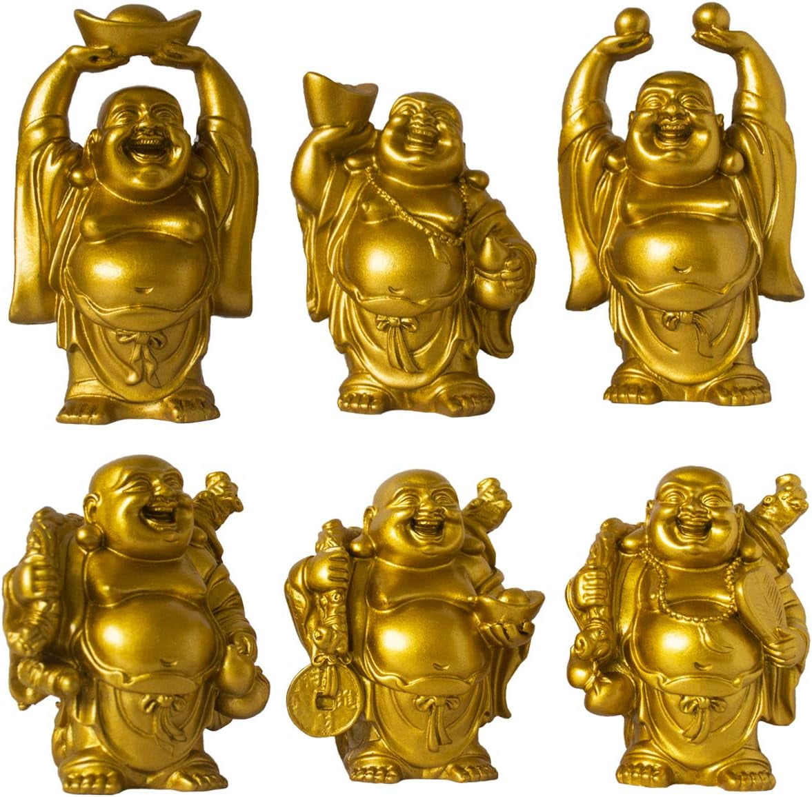 Set of 6 Laughing Happy Statue Resin Figurines Feng Shui for Luck ...