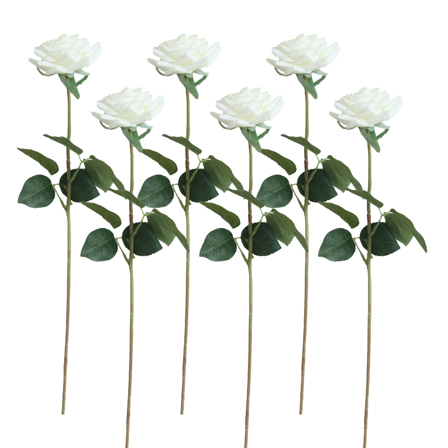Set of 6 Lifelike Artificial Rose Flower Stems with Realistic Touch ...