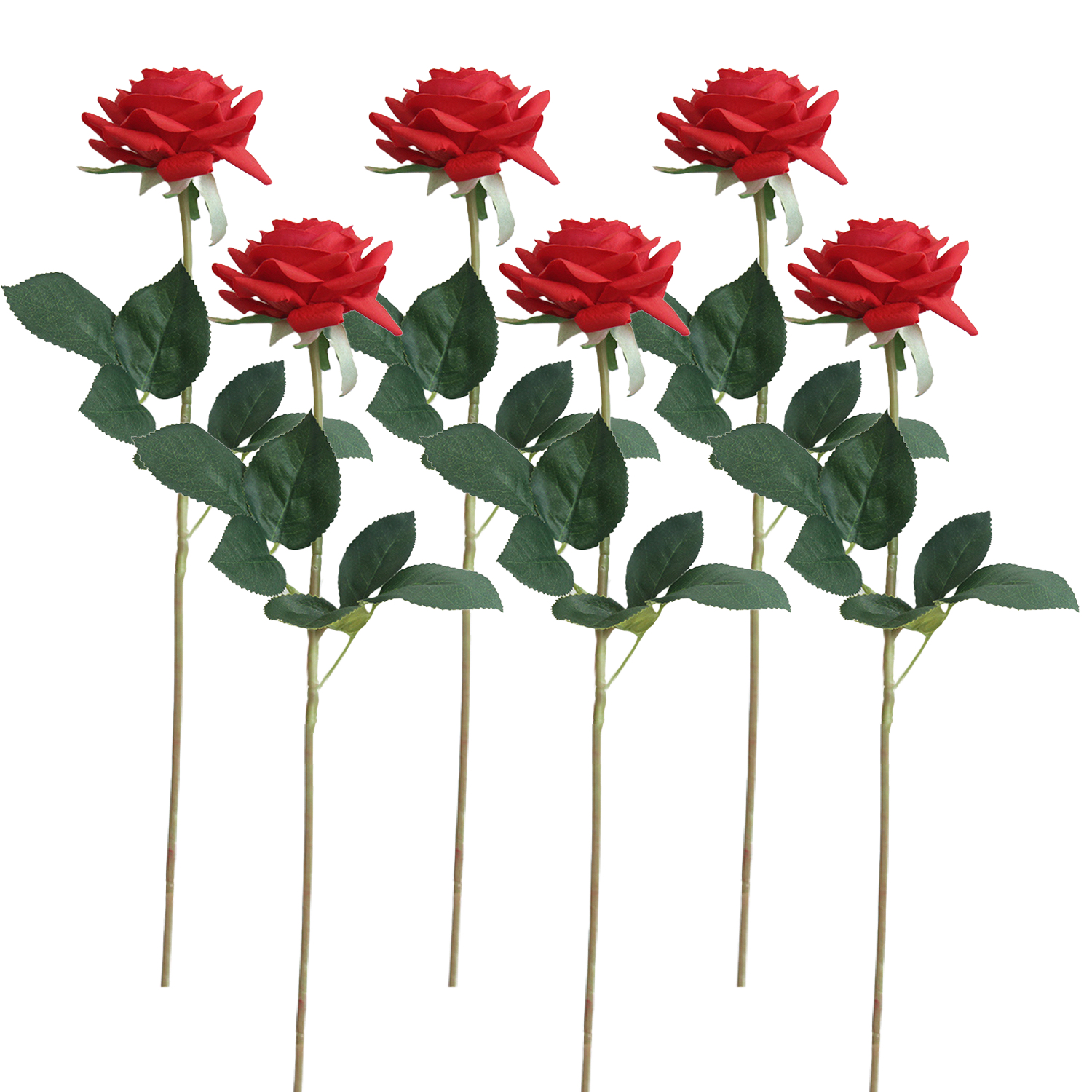 Set of 6 Lifelike Artificial Rose Flower Stems with Realistic Touch ...
