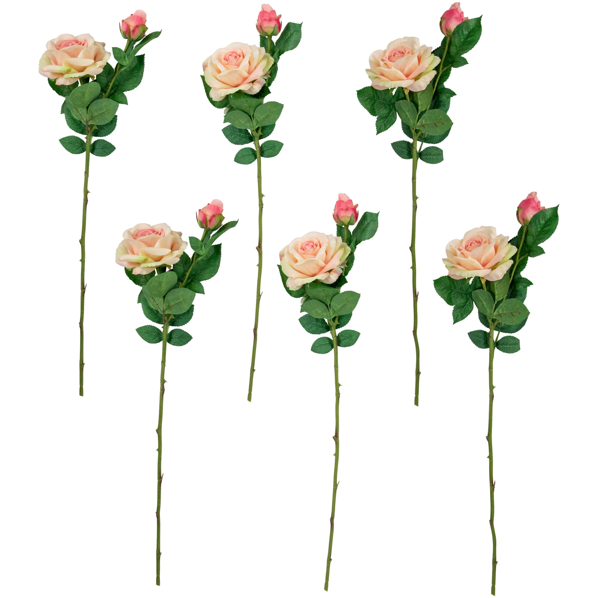 Northlight Real Touch™ Light Pink Artificial Rose Stems, Set of 6 - 26 ...