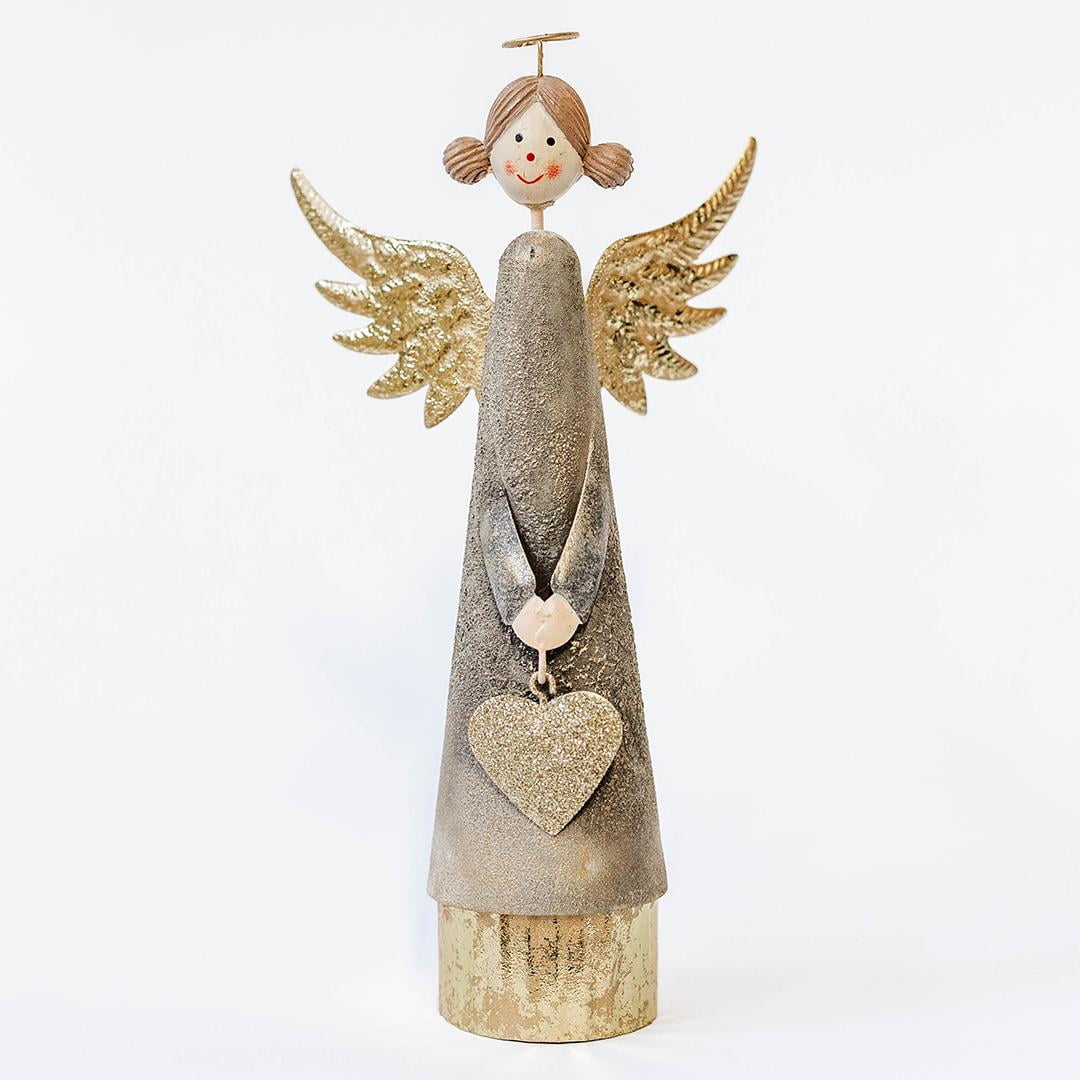 Set of 6 Metal Angel Holding A Heart Figurine - Walmart.com