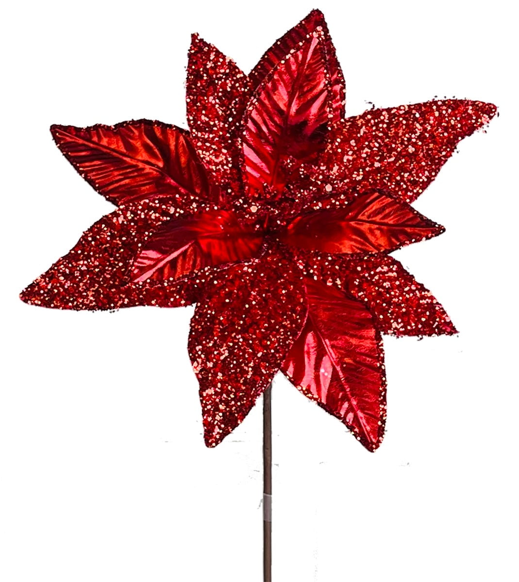 Set of 6 Metallic Red Poinsettia Artificial Flower - Walmart.com