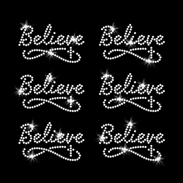 Set of 6 Mini Believe Christian Faith Small Cross Iron-on Clear ...