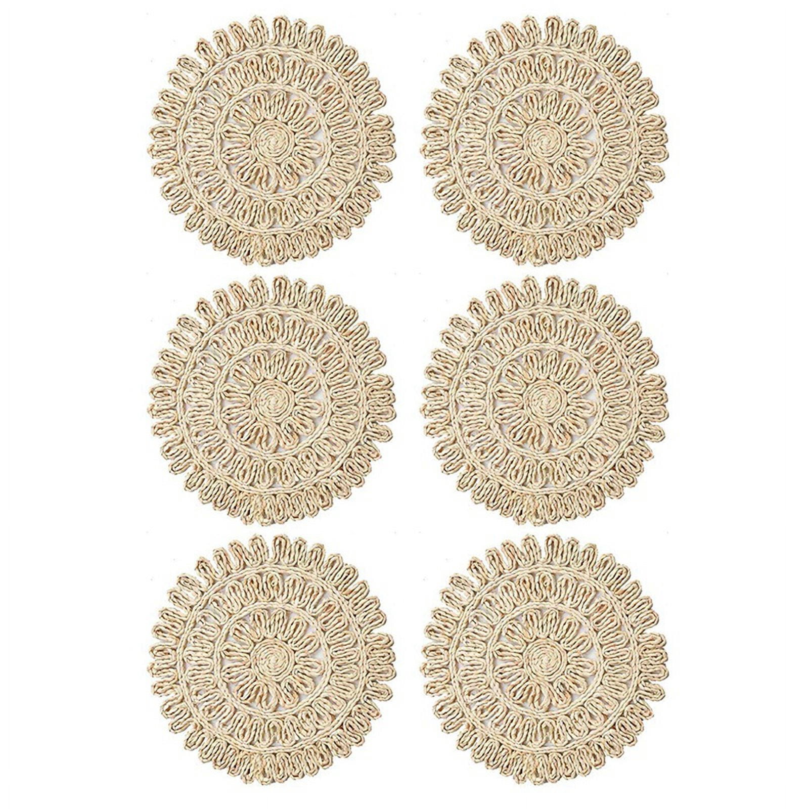 Set of 6 Natural Straw Woven Place Mats,Table Mats,Anti-Skidding Pad ...
