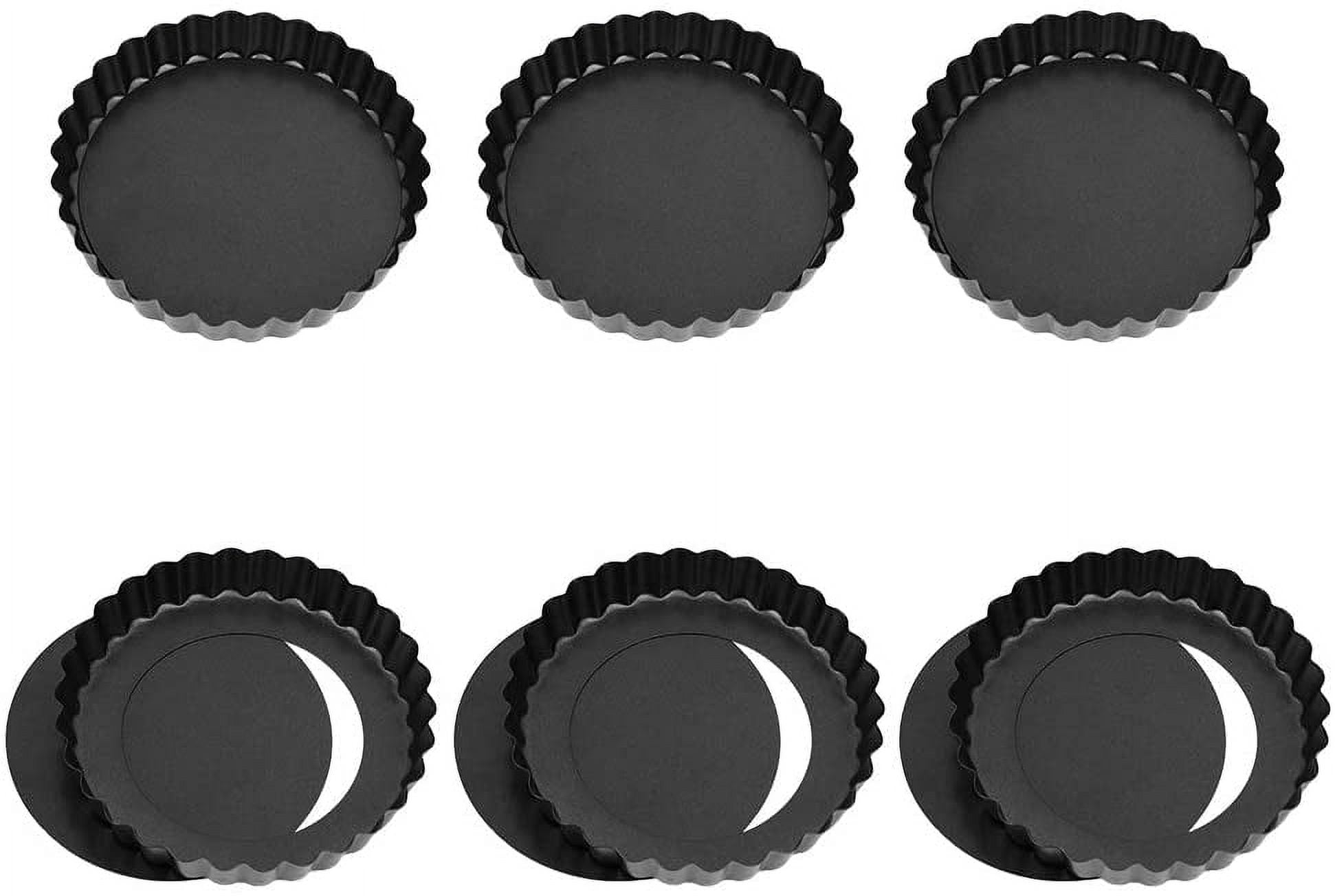 Set Of 6 Non Stick Round Tart Pans With Removable Bottoms Perfect For Baking Pastries Cakes
