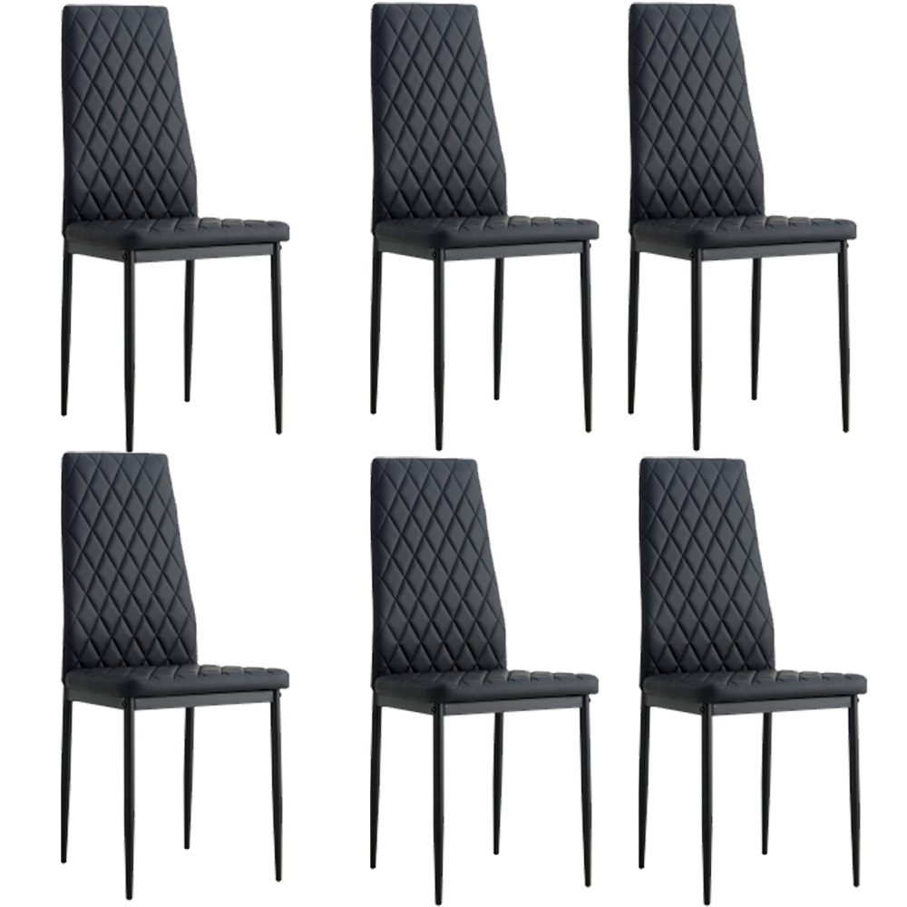 Set of 6 PU Leather Dining Side Chairs with Padded Seat High Back ...