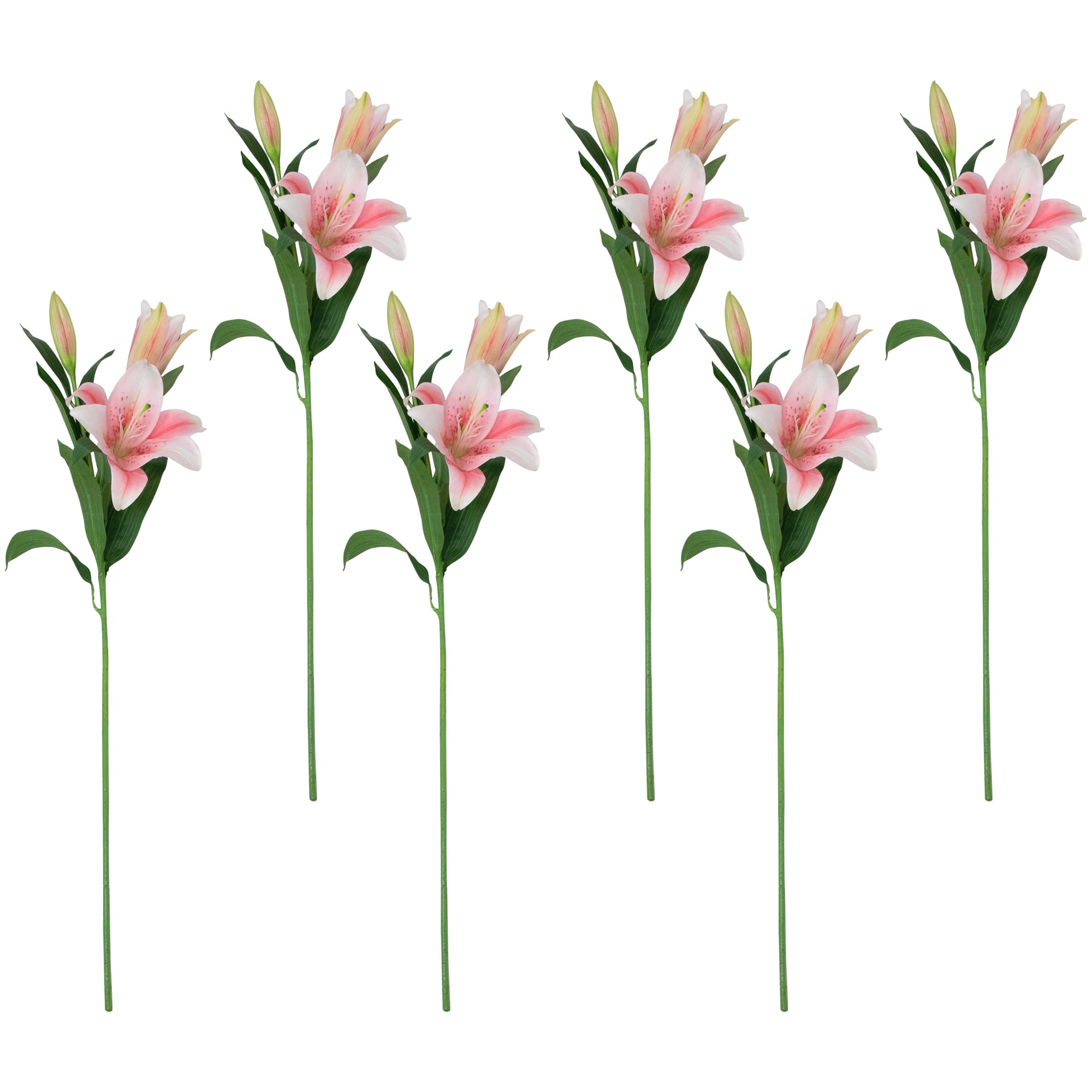 Pink Lily Artificial Floral Stems - Realistic Faux Flowers - Indoor Use ...