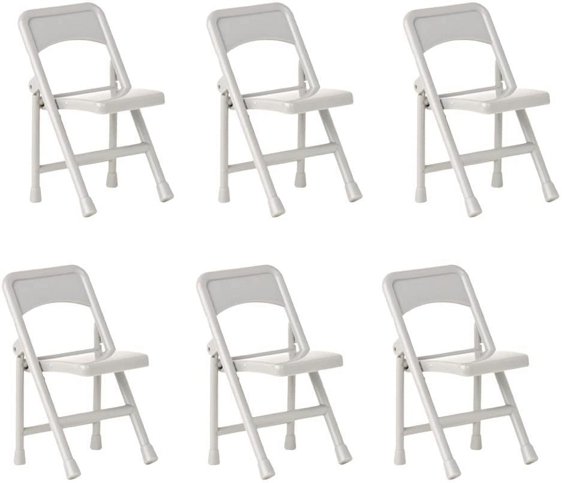 Set of 6 Plastic Gray Toy Folding Chairs for WWE & AEW Wrestling Action ...