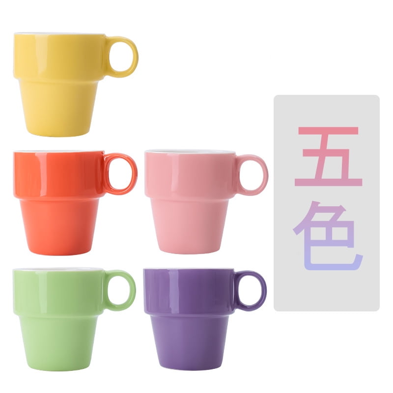 Set of 6 Porcelain Stacking Cups for Coffee and Cappuccino, Ceramic ...