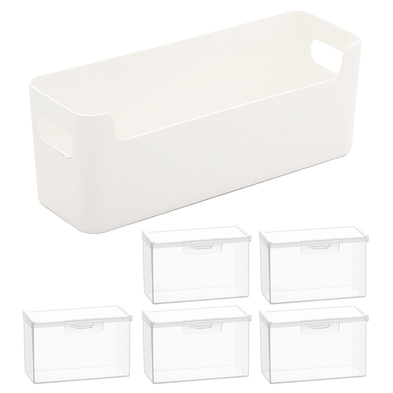 Set of 6 Portable Card Storage 5 Customizable Sections Viewable Lids ...