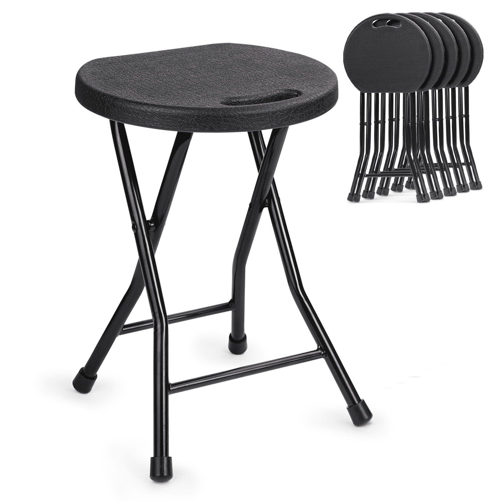 Set of 6 Portable Folding Stools, Steel 18" Backless, for Home Garden ...