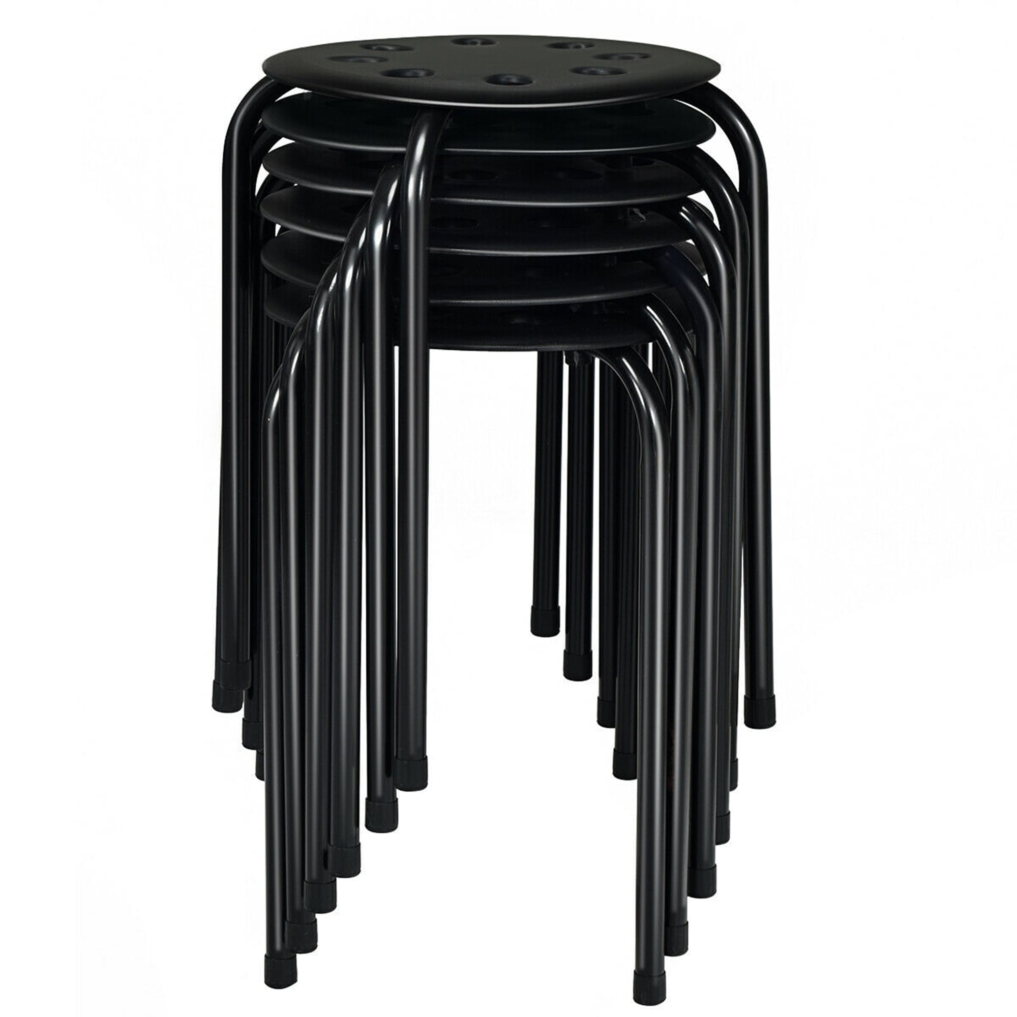 Set of 6 Portable Plastic Stack Stools 17.5" Height Backless Seating ...