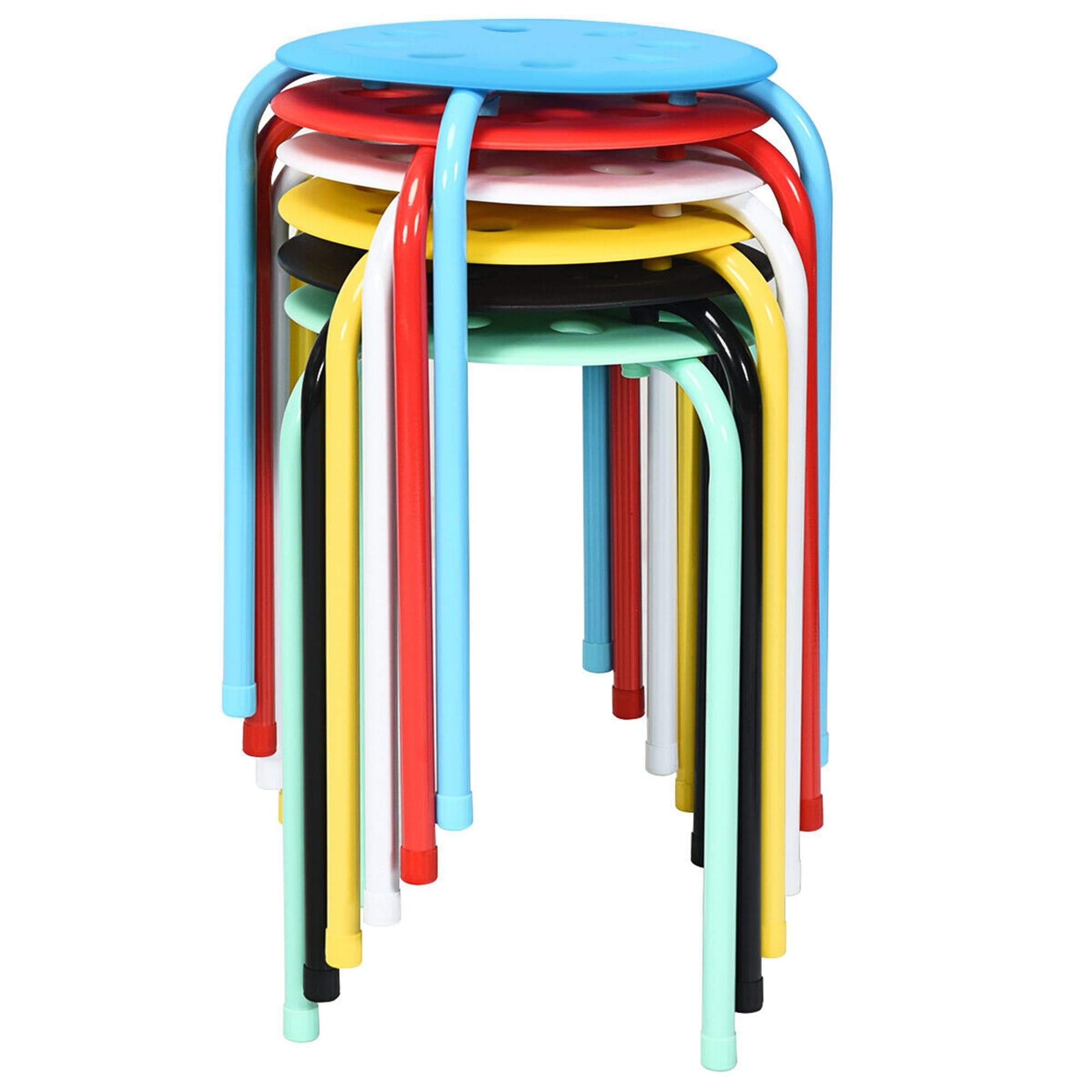 Set of 6 Portable Plastic Stack Stools 17.5" Height Backless Seating Colorful - Walmart.com