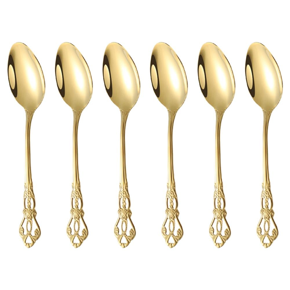 Set of 6 Premium Stainless Steel Spoons - Ergonomic Design, Easy to ...