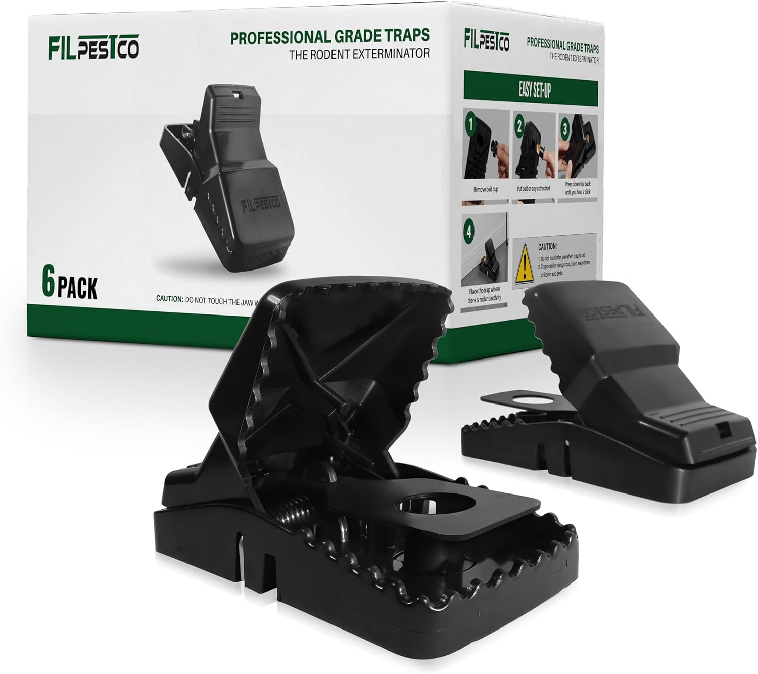 Set of 6 Professional Grade Extra Large Rat Snap Traps, Mouse Trap ...