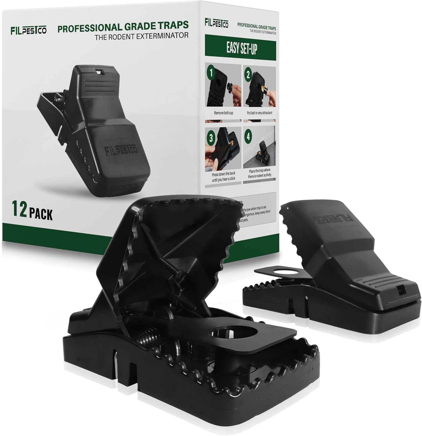 Set of 6 Professional Grade Extra Large Rat Snap Traps, Mouse Trap ...