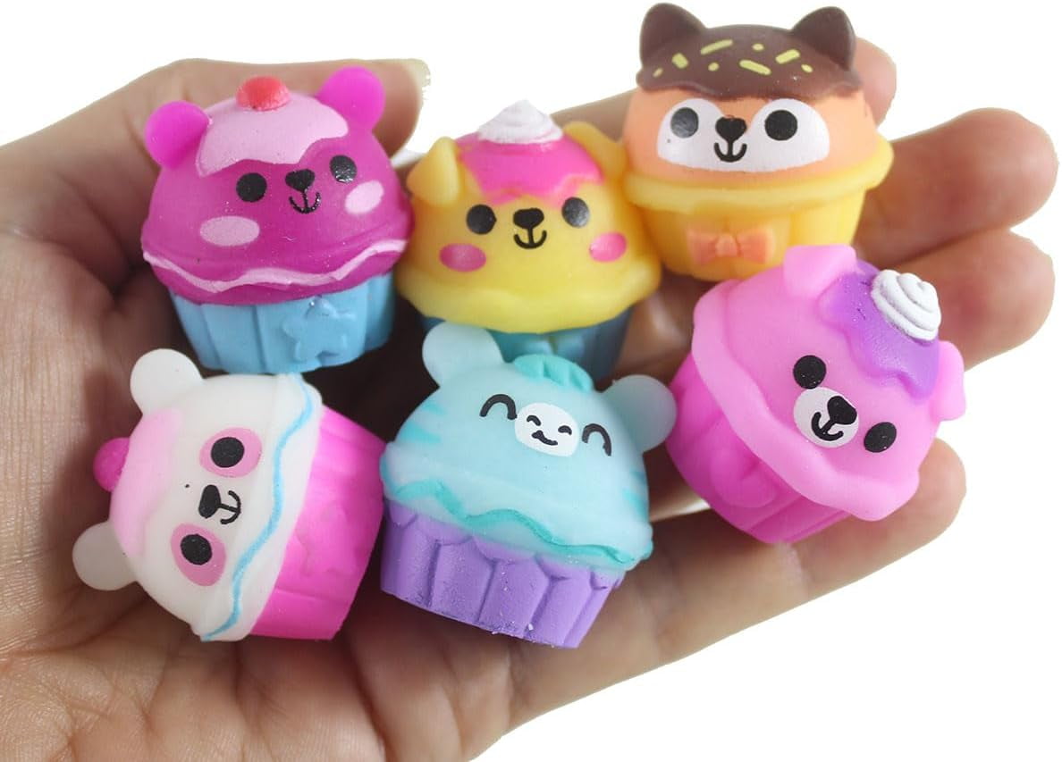 Set of 6 RANDOM Cute Cupcake Animal Mochi Squishy Snacks Food - Kawaii ...