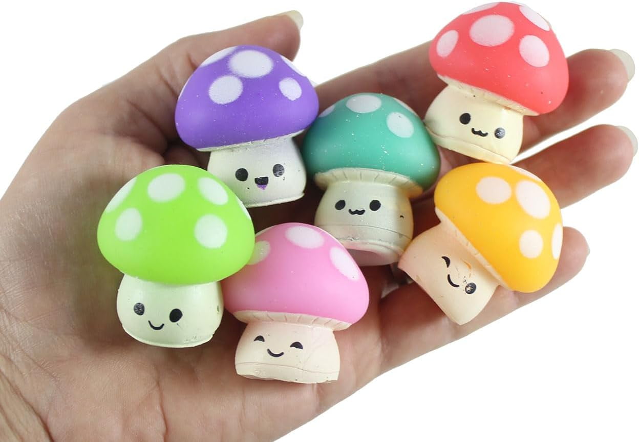 Set of 6 RANDOM Mushroom Mochi Squishy Snacks Food - Kawaii - Cute ...