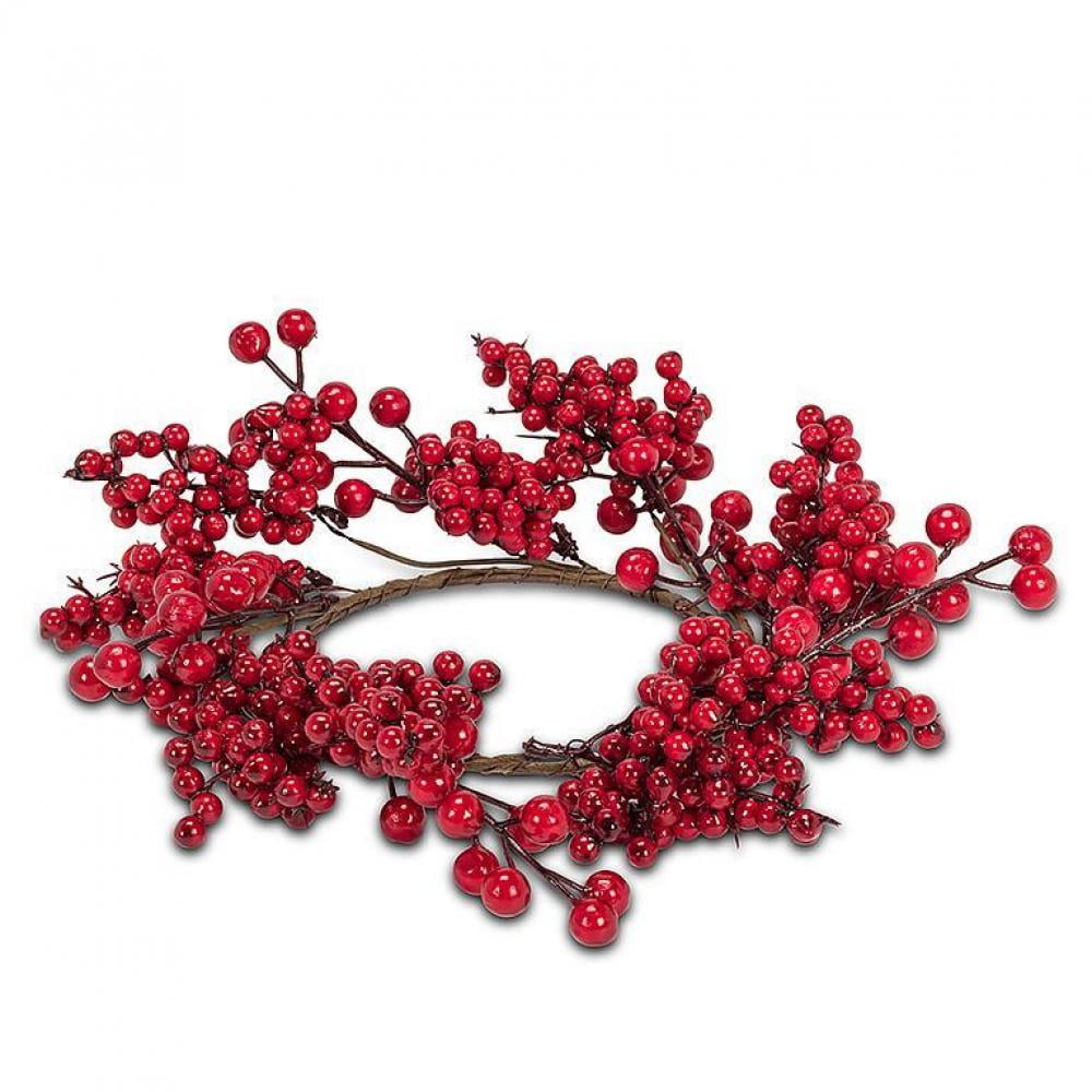 Set of 6 Red Berries Candle Ring - Walmart.com